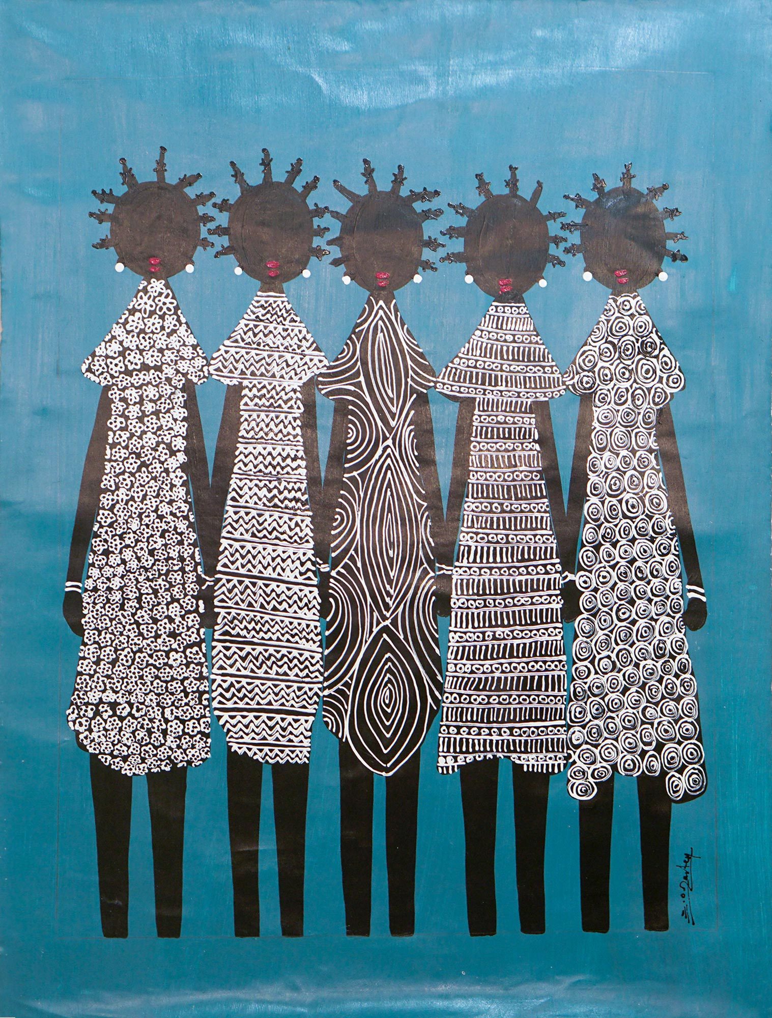 Signed Expressionist Painting of African Women - Concerned Women II ...