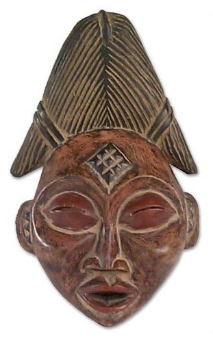 Hand Made Wood Gabonese Mask - Ghost Face | NOVICA