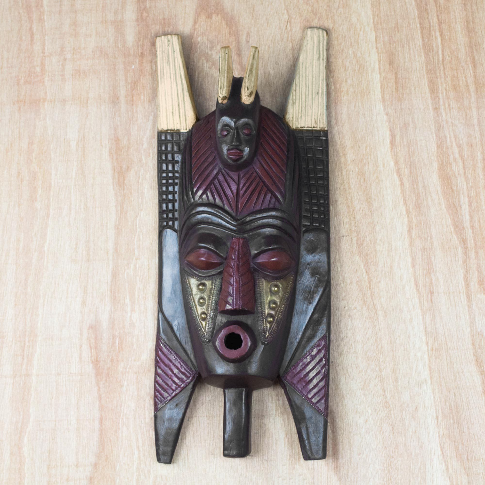 Akan wood mask - Ghanaian Wisdom | NOVICA