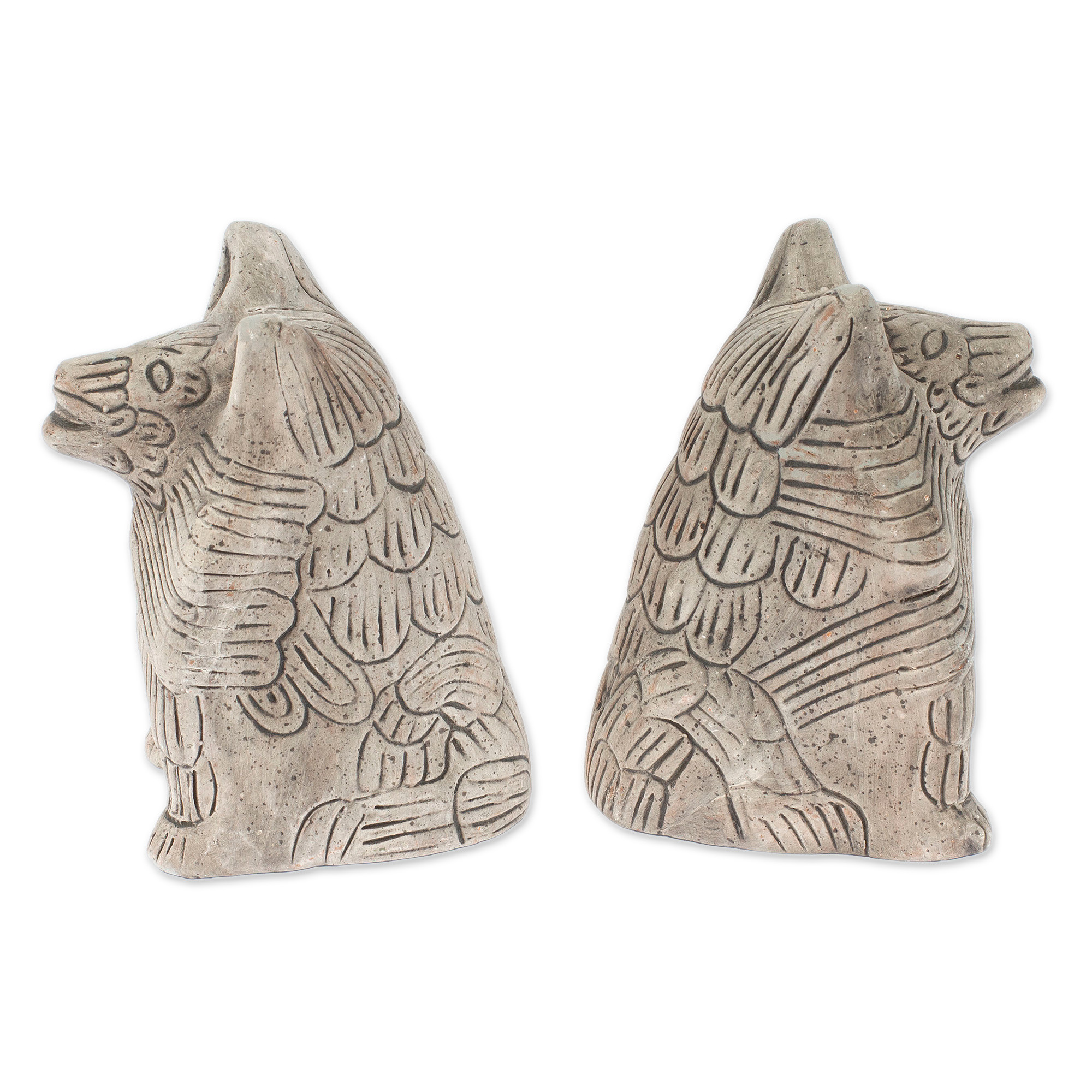 UNICEF Market | Ceramic Aztec Wild Dog Statue Set - Aztec Howlers