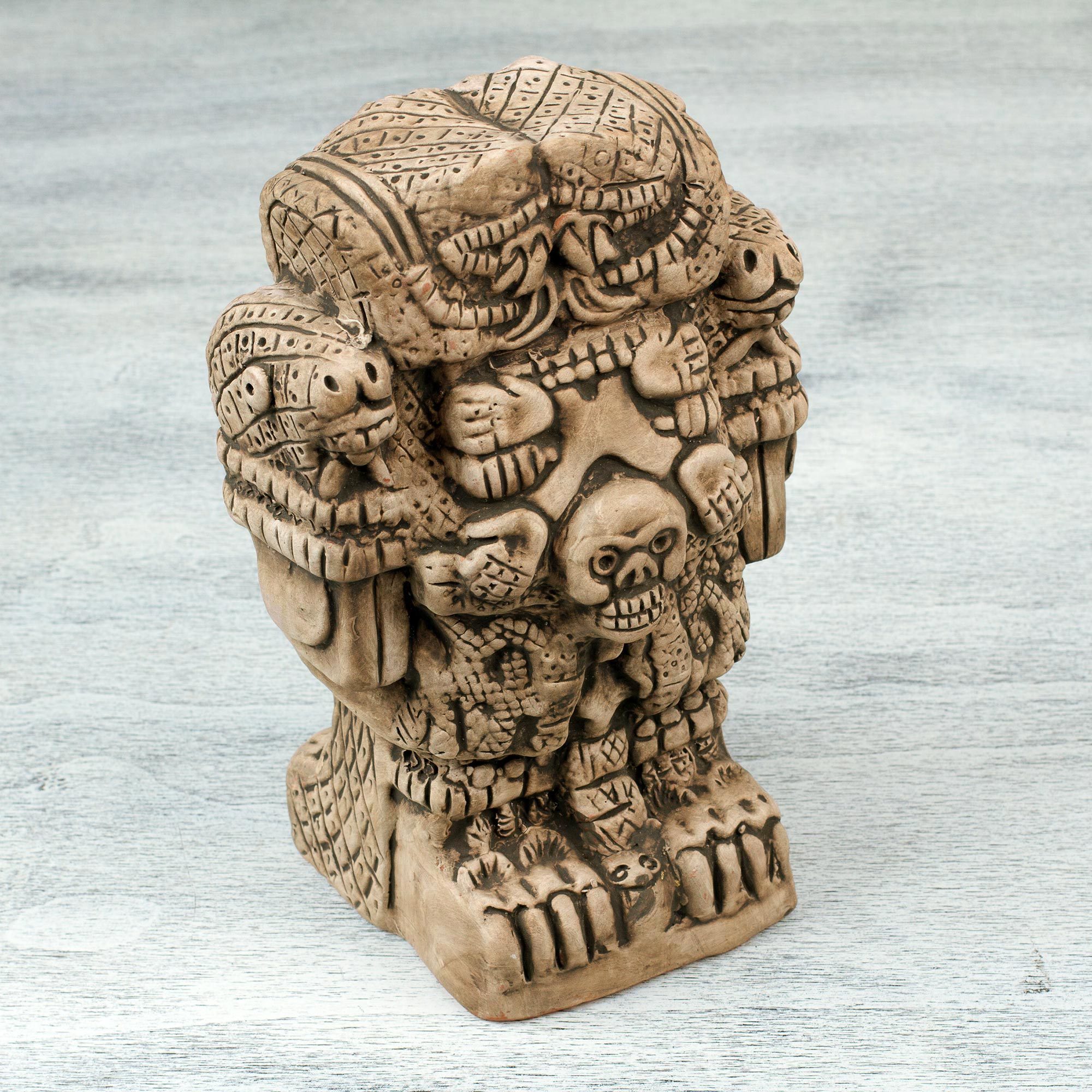 Ceramic figurine (Large) - Serpent Skirt Goddess | NOVICA