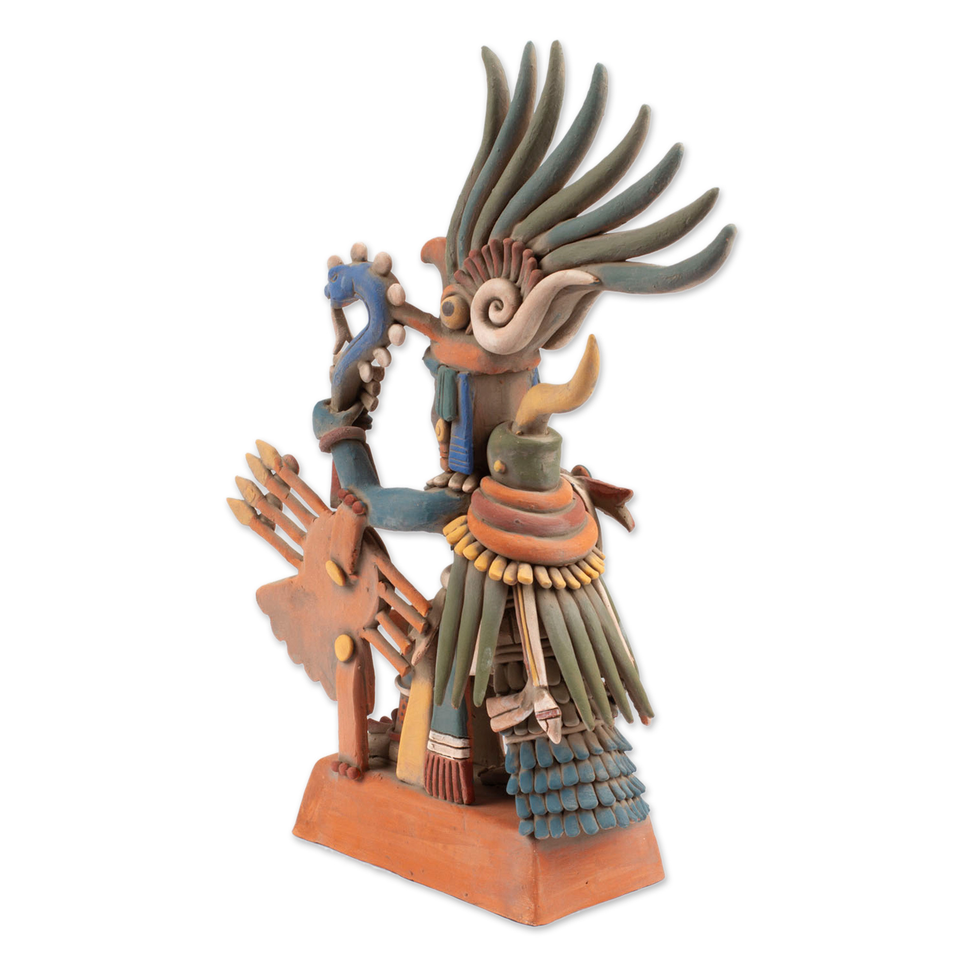 Mexican Aztec War God Archaeological Ceramic Sculpture ...