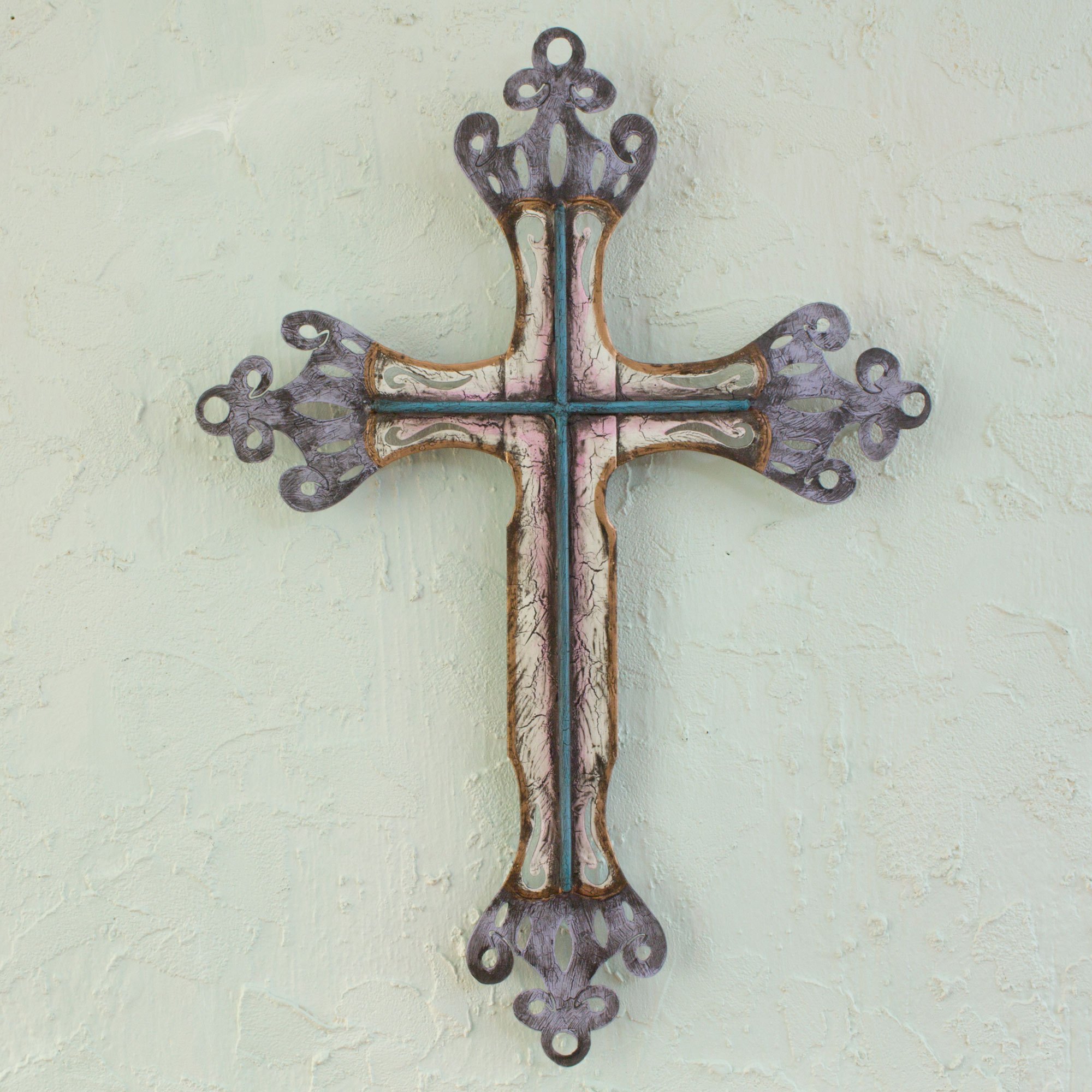 Christianity Steel Cross - Celestial Cross | NOVICA