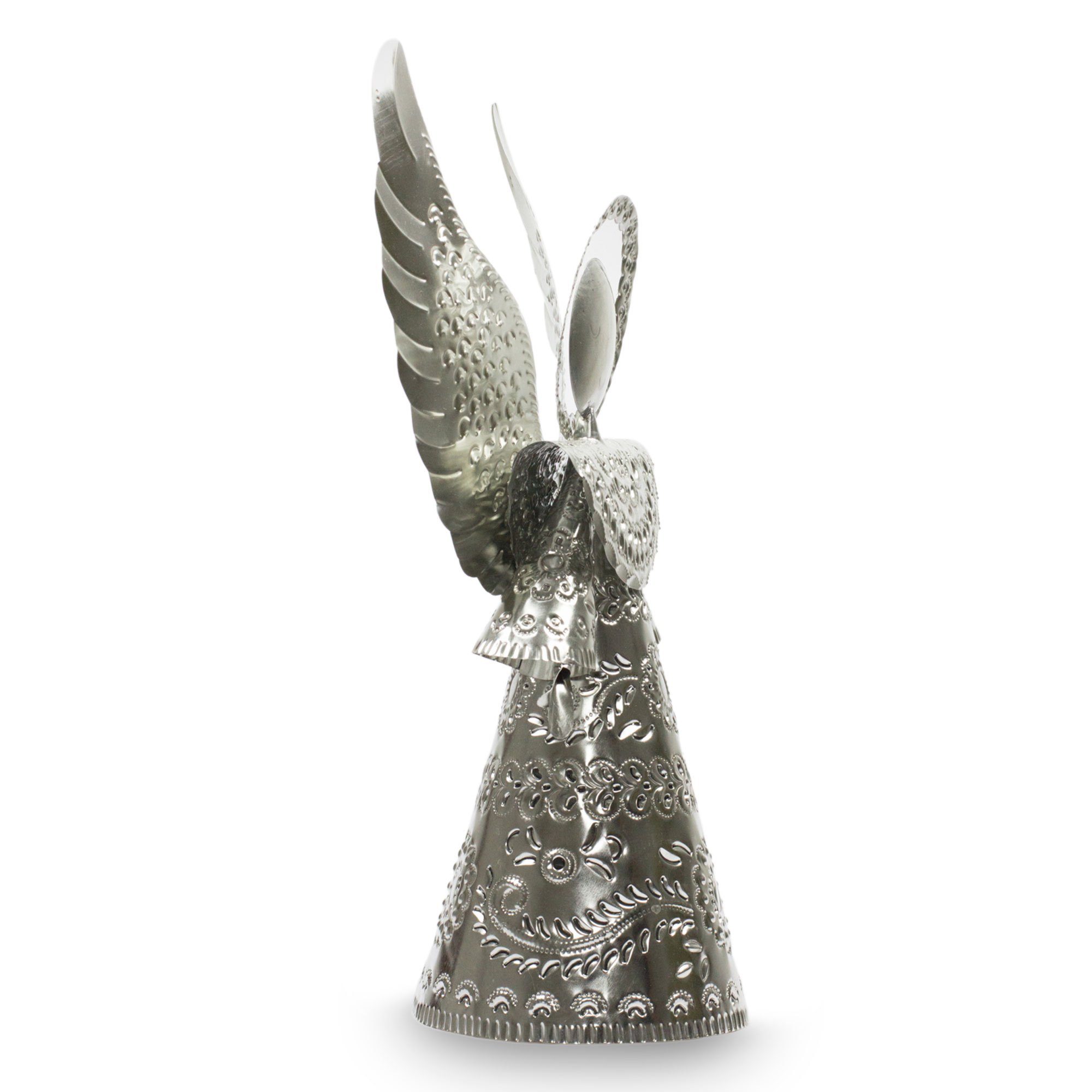 Large Mexican Embossed Tin Angel Sculpture - Happy Angel | NOVICA