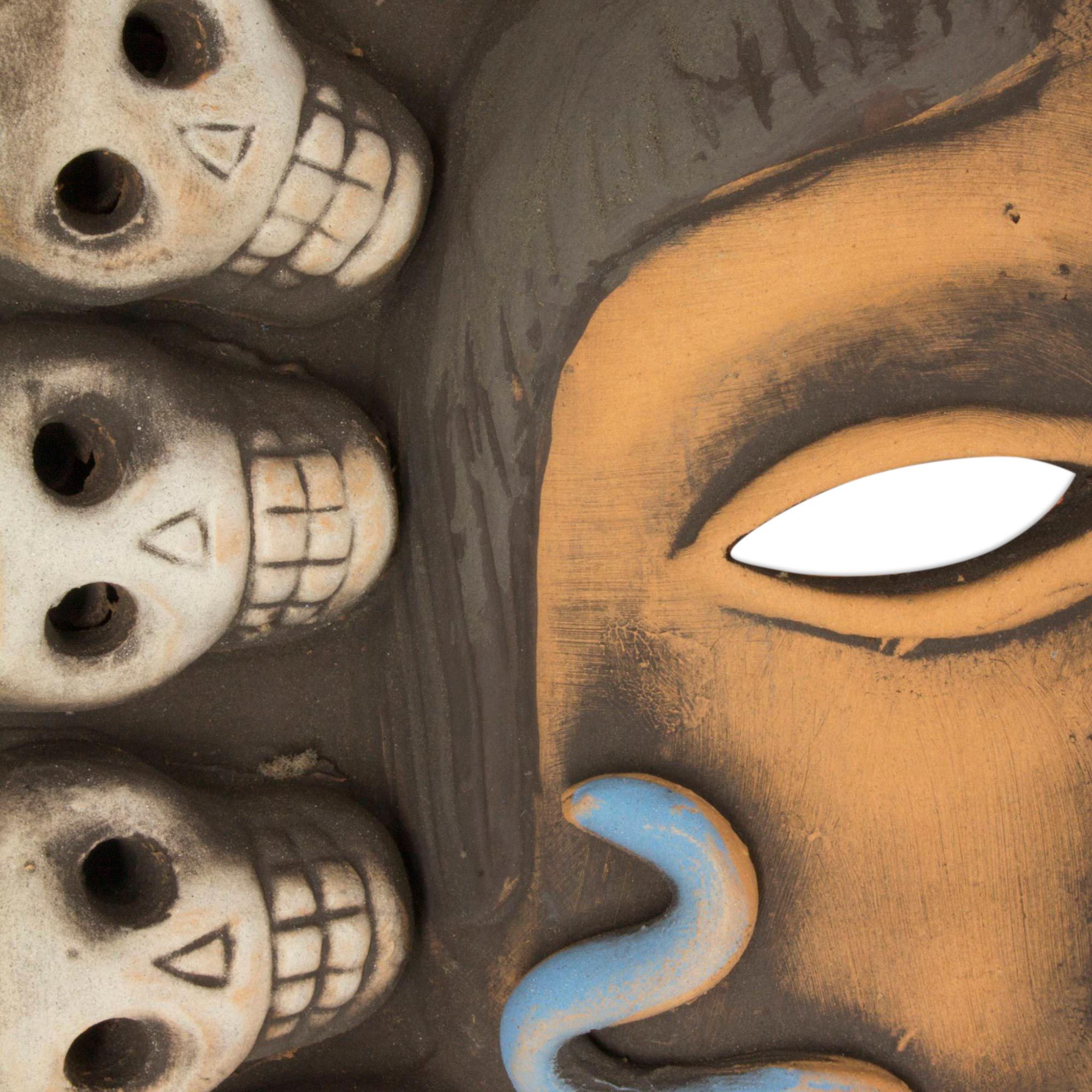 Ceramic Mexican Aztec Mask with Skulls - Honoring Death | NOVICA
