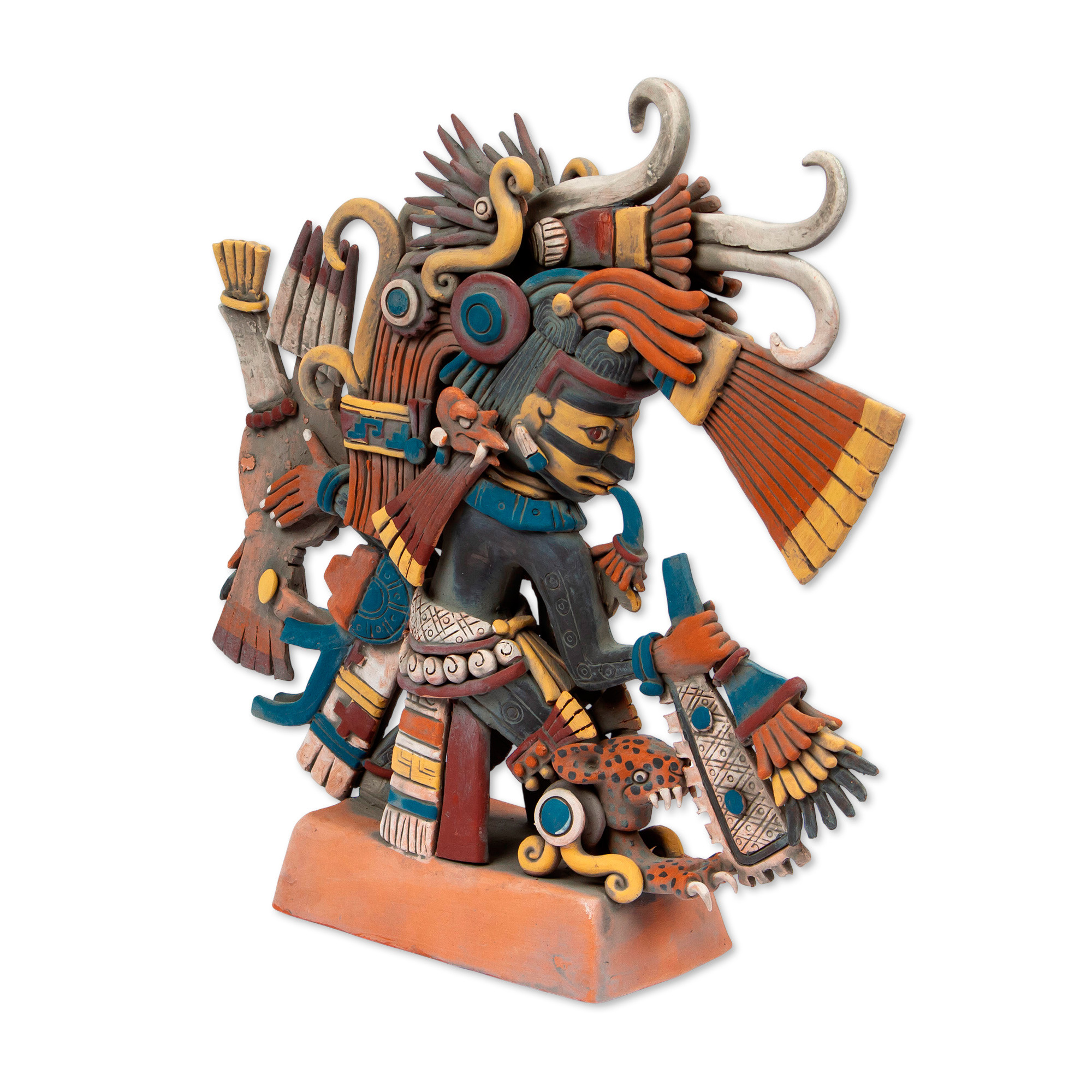 Signed Ceramic Sculpture of the Aztec Deity Tezcatlipoca - Aztec God ...