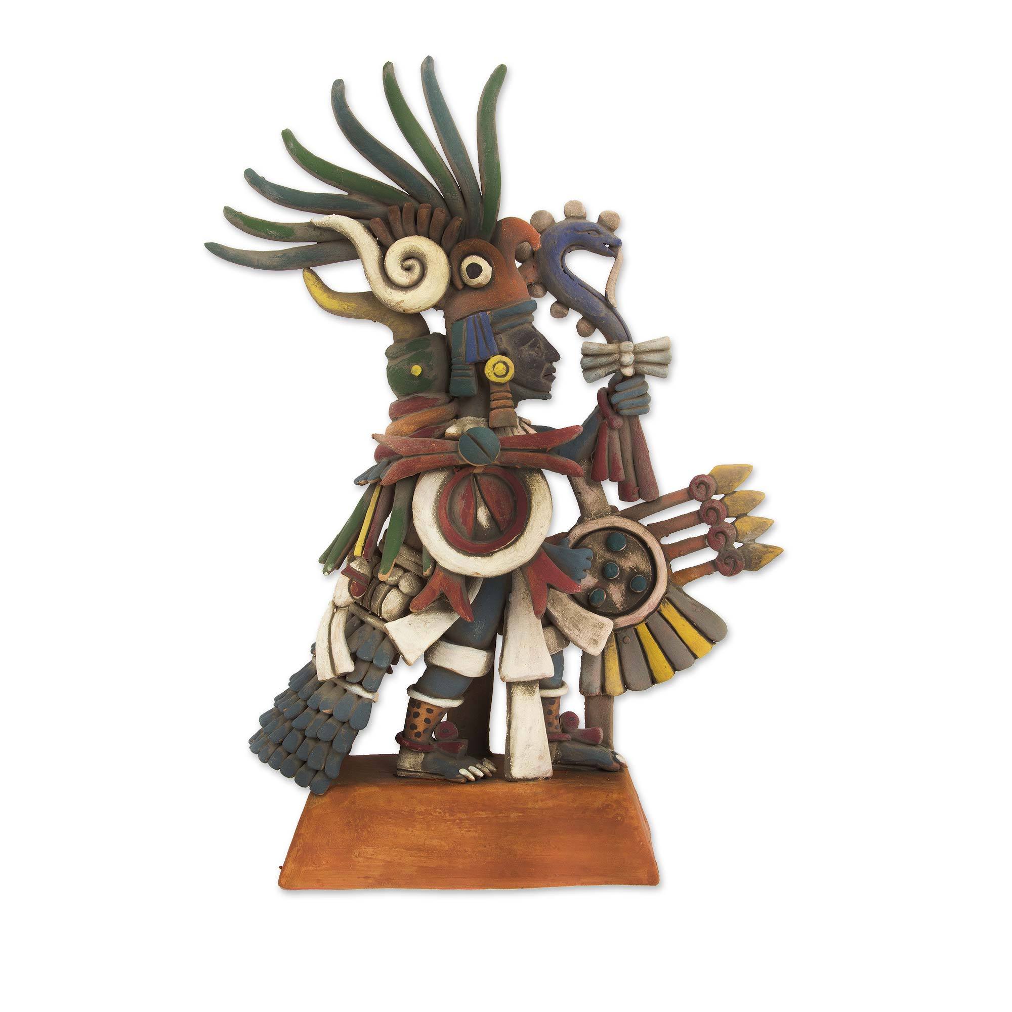 Mexican Aztec War God 10-in Archaeological Ceramic Sculpture ...