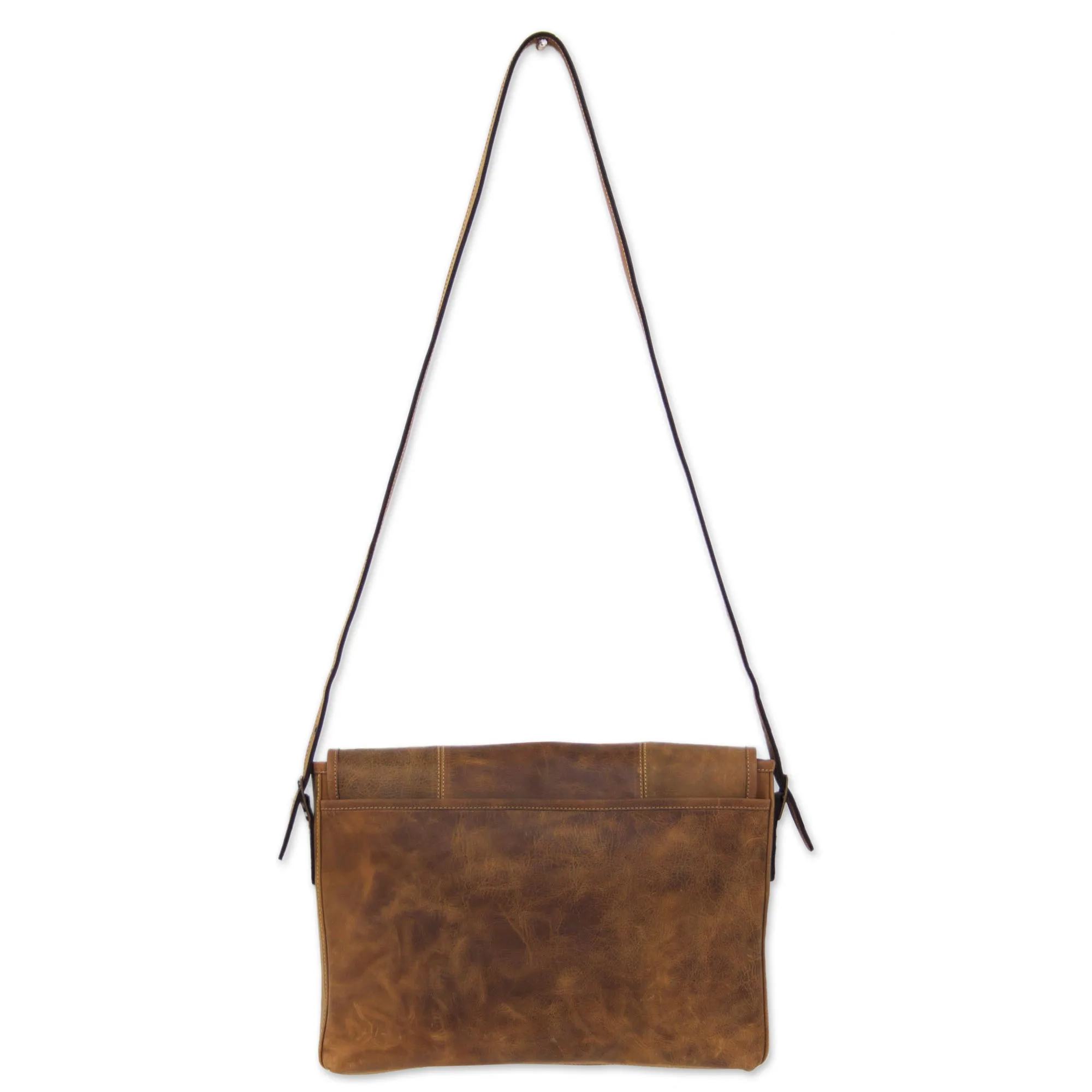UNICEF Market | Distressed Brown Leather Boho Style Laptop Case with ...