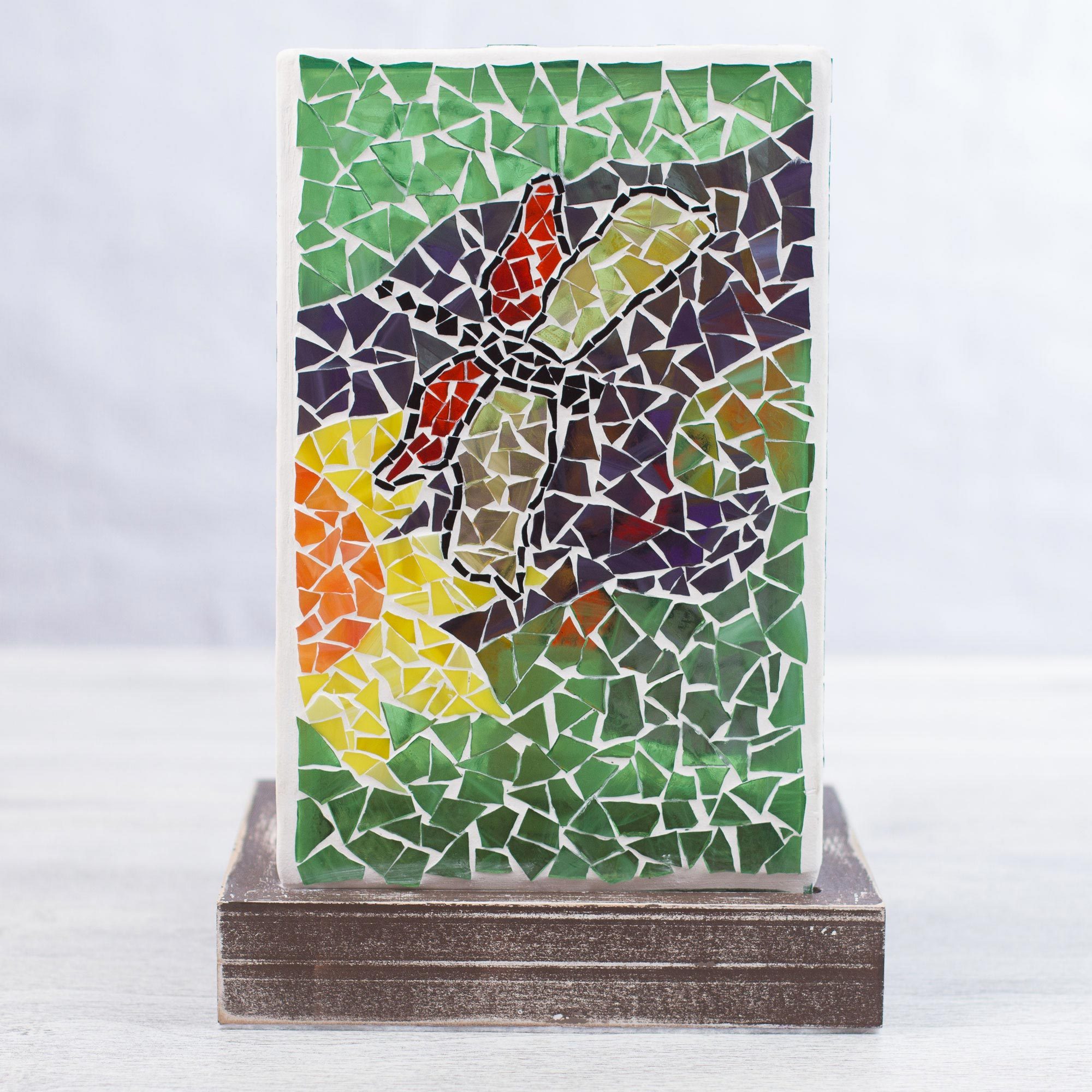 Handmade Glass Mosaic Floral Dragonfly Lamp from Mexico - Dragonfly ...