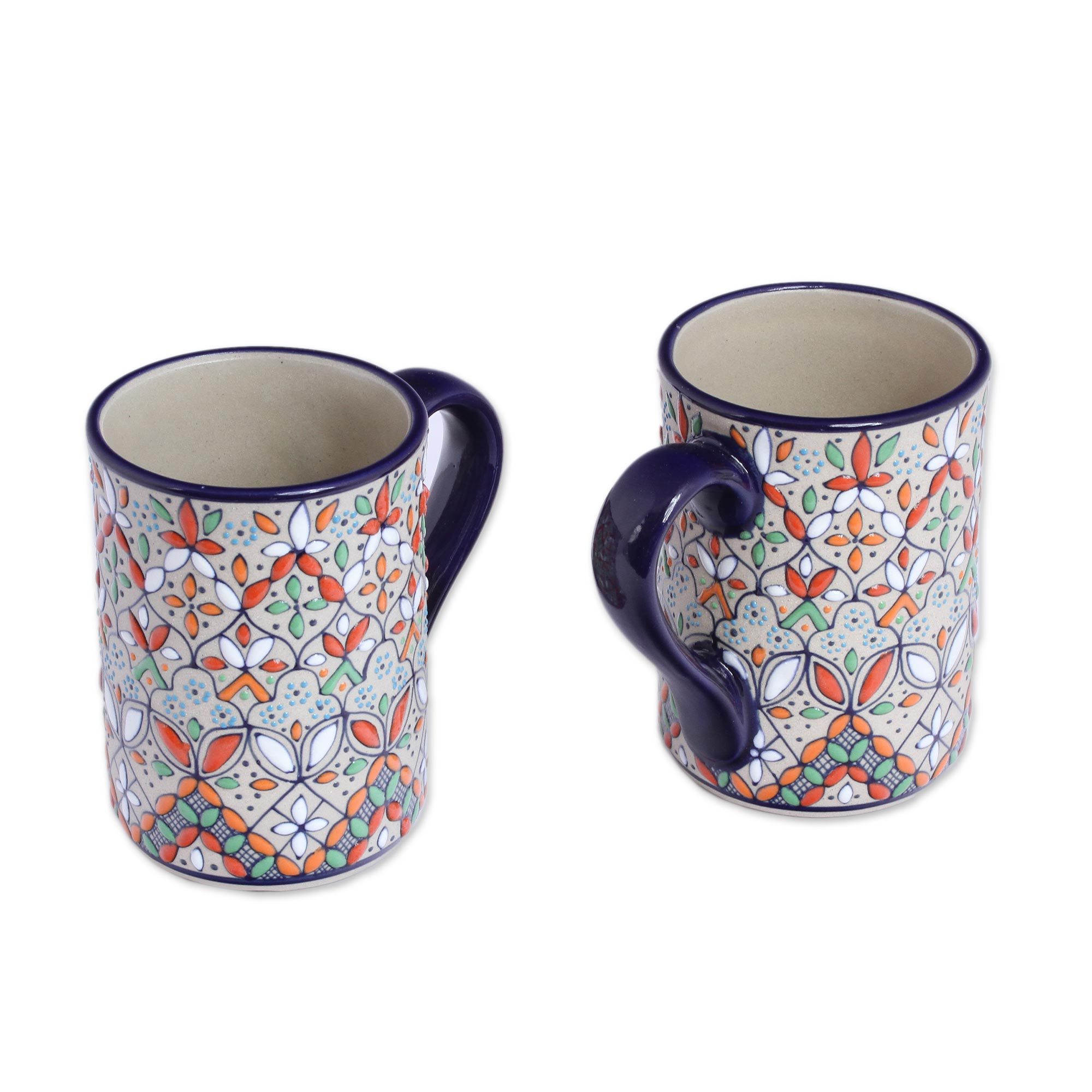 UNICEF Market | Multicolored Ceramic Mug Crafted in Mexico - Playful Flora