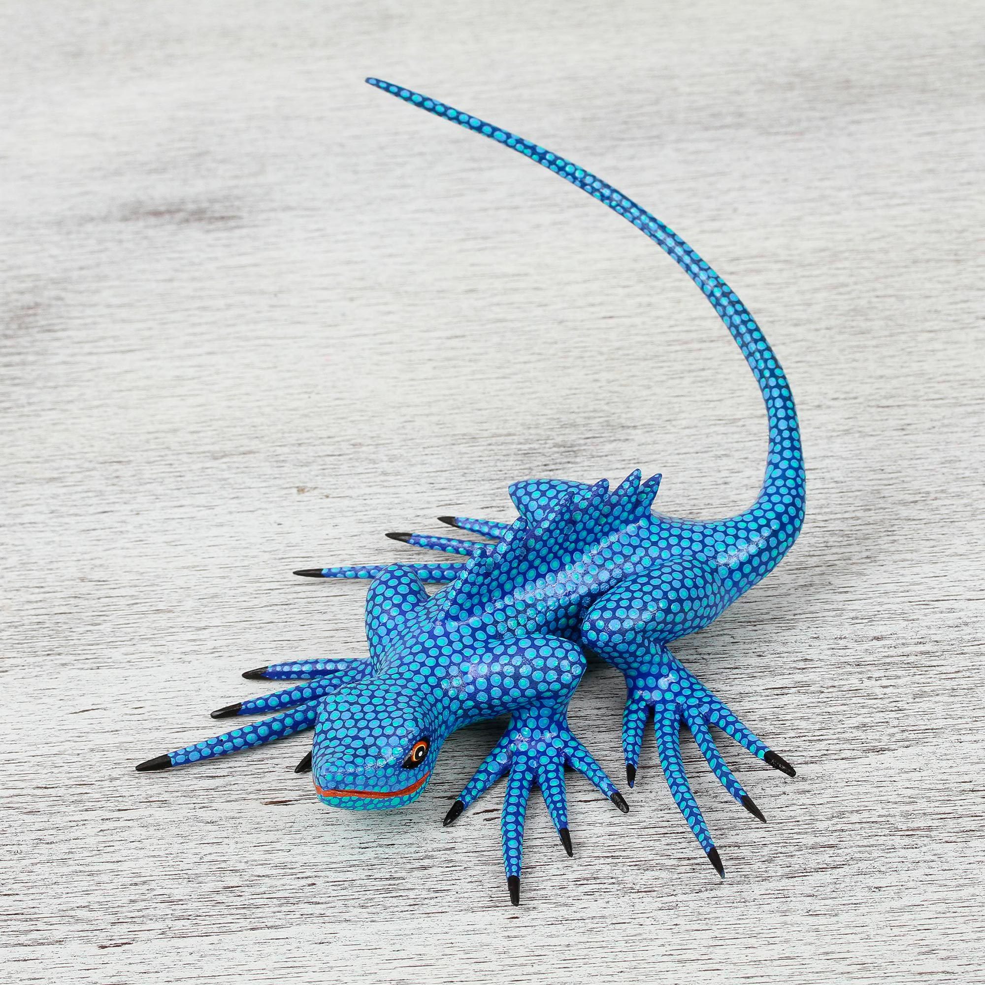 UNICEF Market | Hand-Painted Blue Lizard Alebrije Figurine from Mexico ...