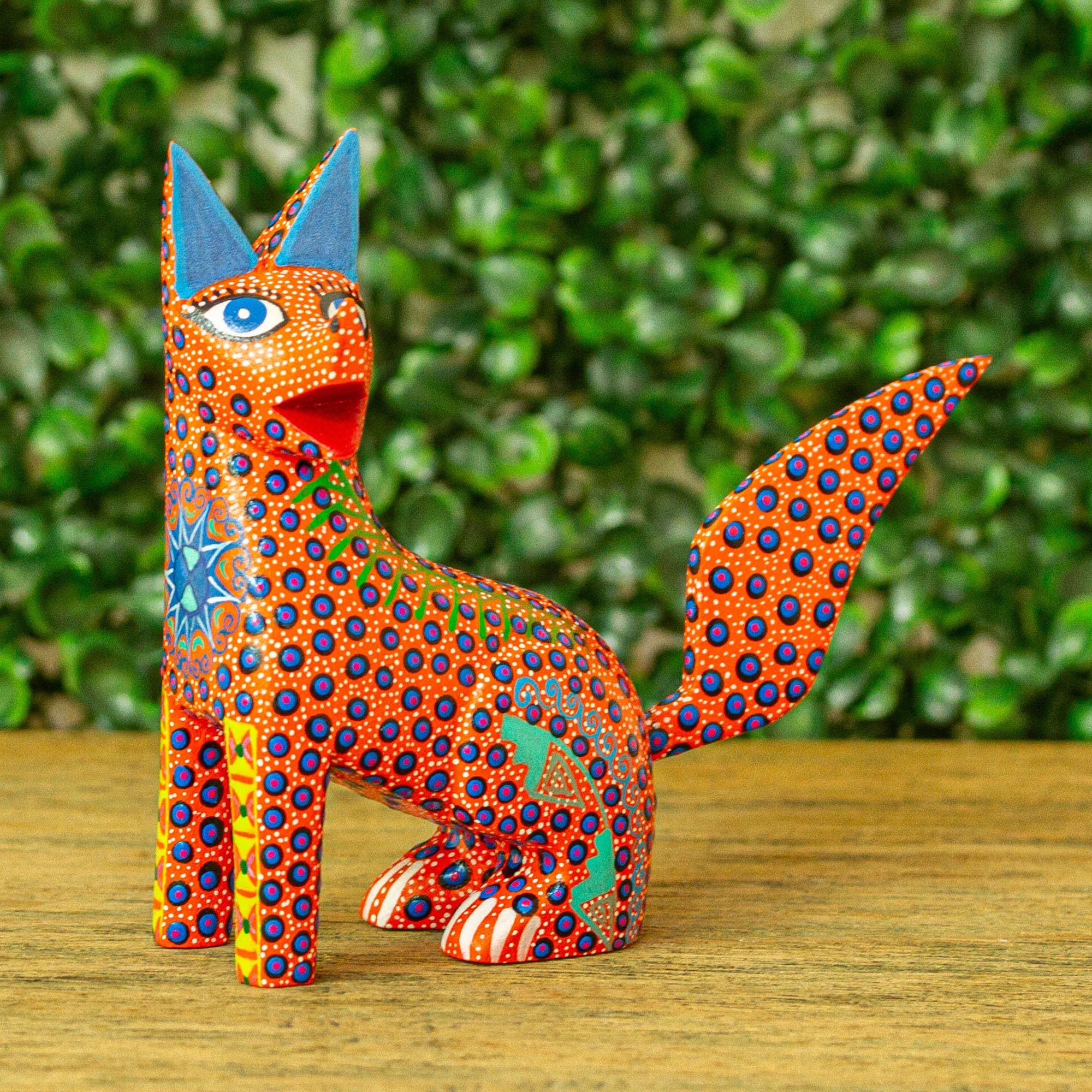 Multicolored Wolf Alebrije Figurine Handmade in Mexico - Loco Lobo | NOVICA