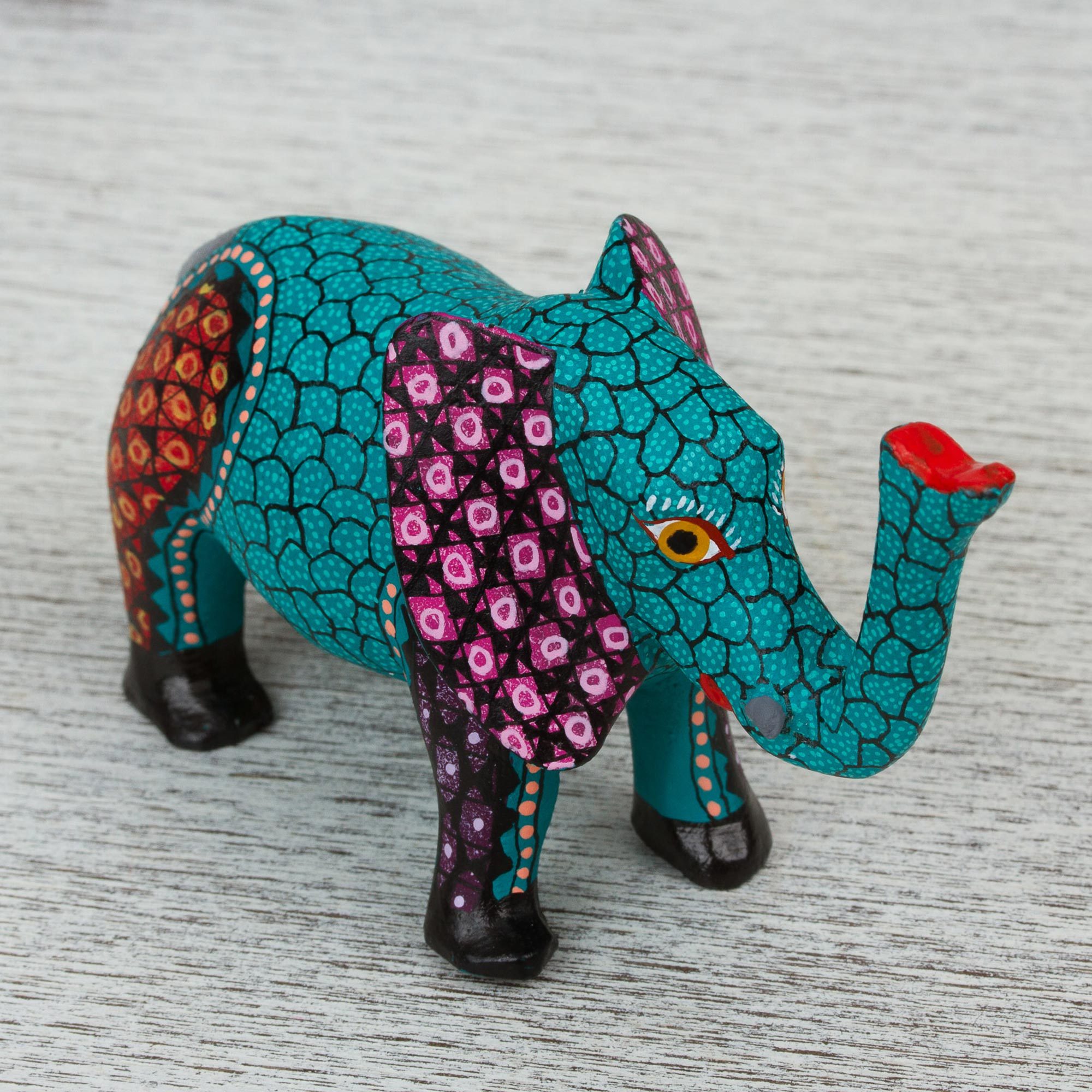 Mexican Hand Painted Wood Elephant Alebrije Figurine - Elephant Dream ...