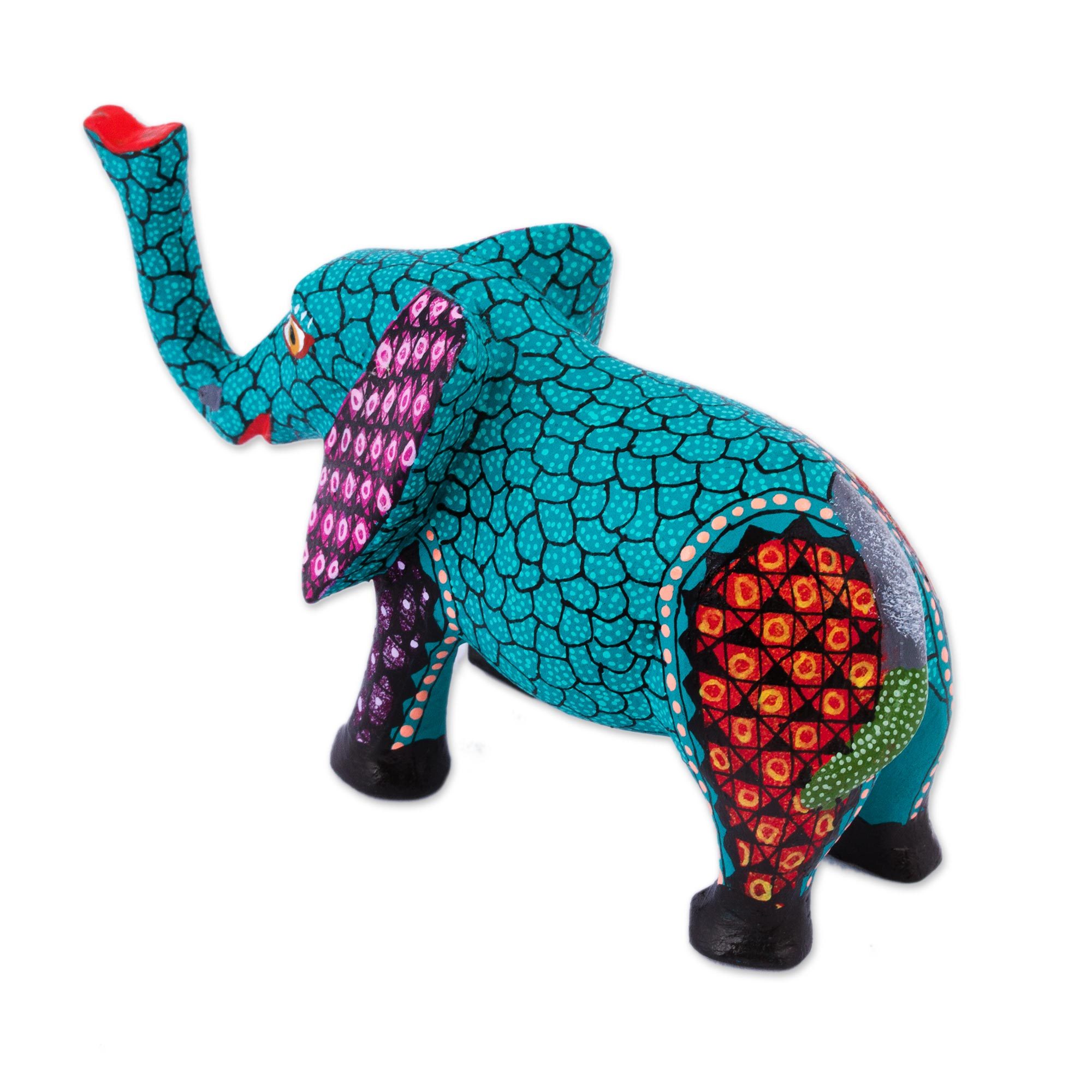 Mexican Hand Painted Wood Elephant Alebrije Figurine - Elephant Dream ...