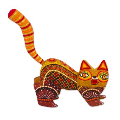Handcrafted Alebrije Cat Sculpture from Mexico - Geometry and Splendor ...