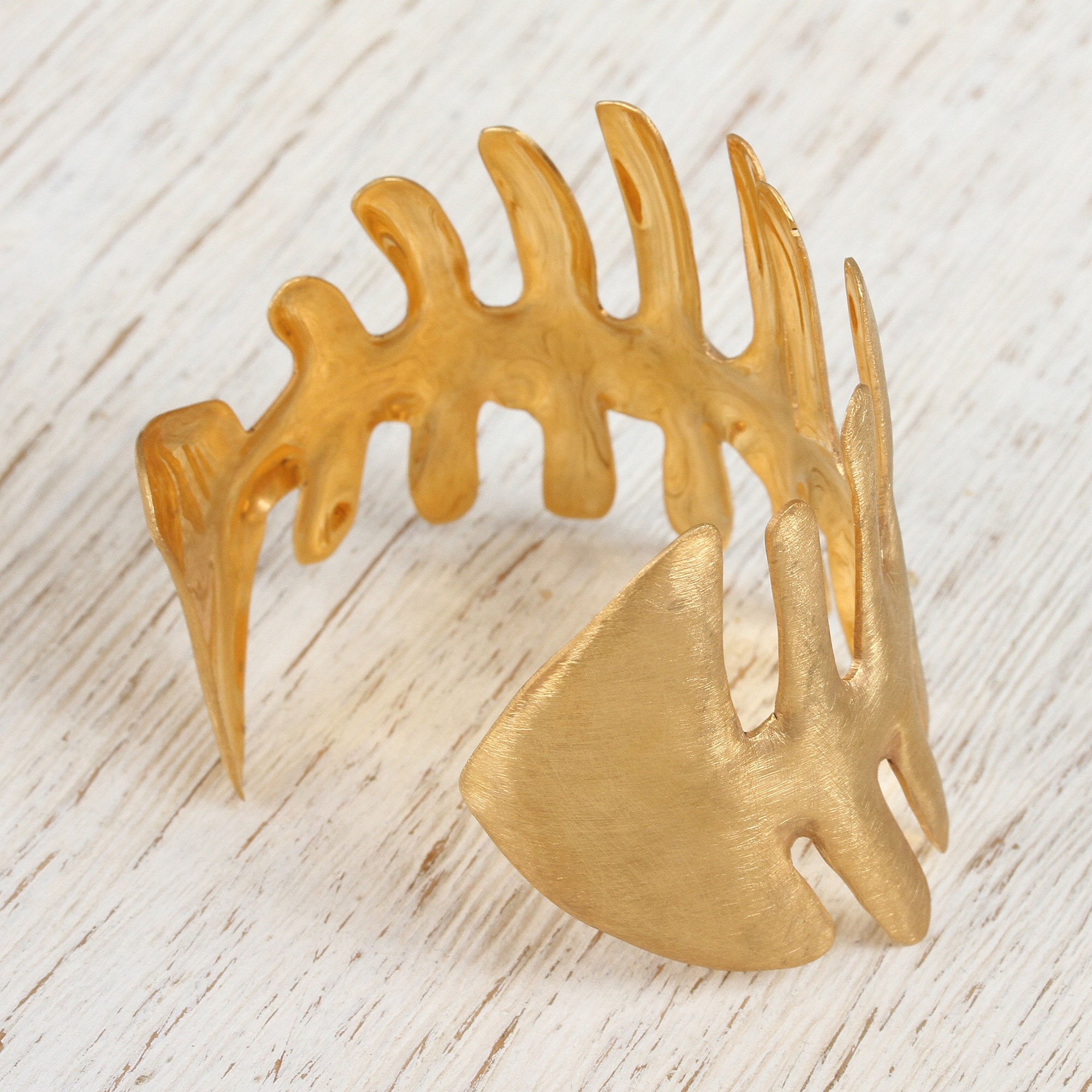UNICEF Market | 14k Gold Plated Fishbone Cuff Bracelet from Mexico ...