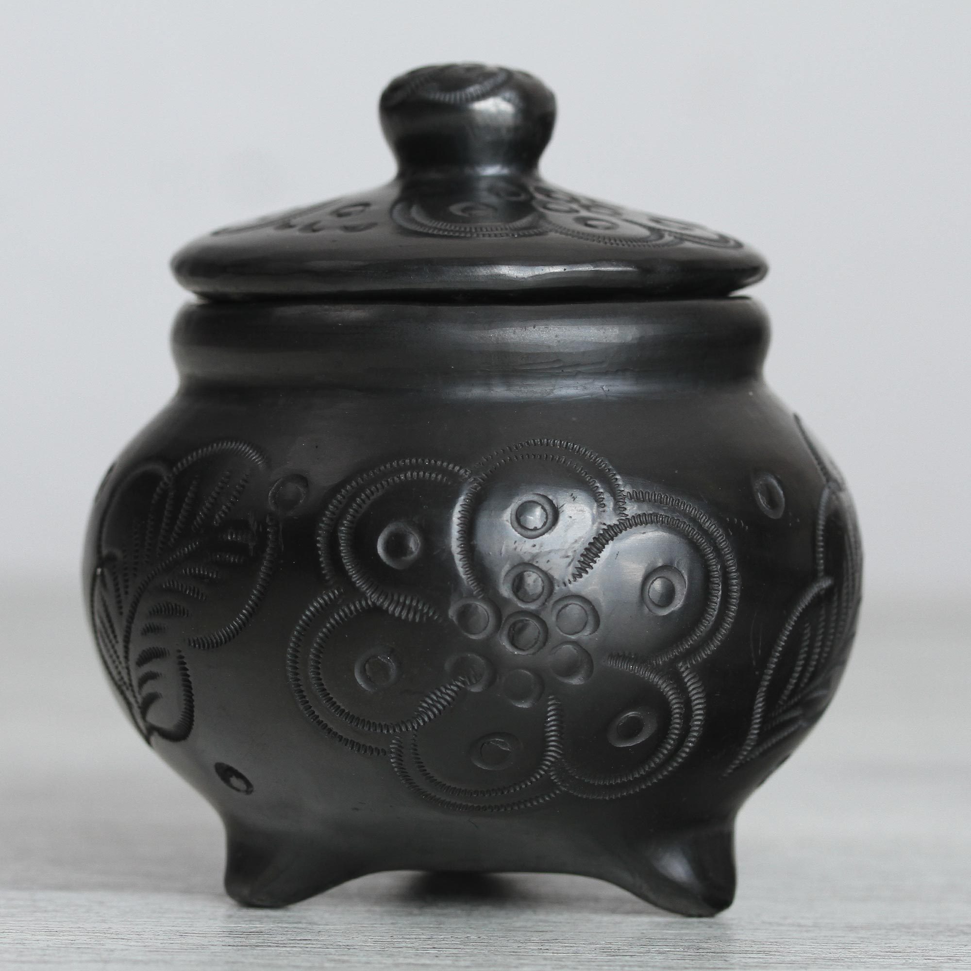 UNICEF Market | Floral Barro Negro Ceramic Decorative Jar from Mexico ...