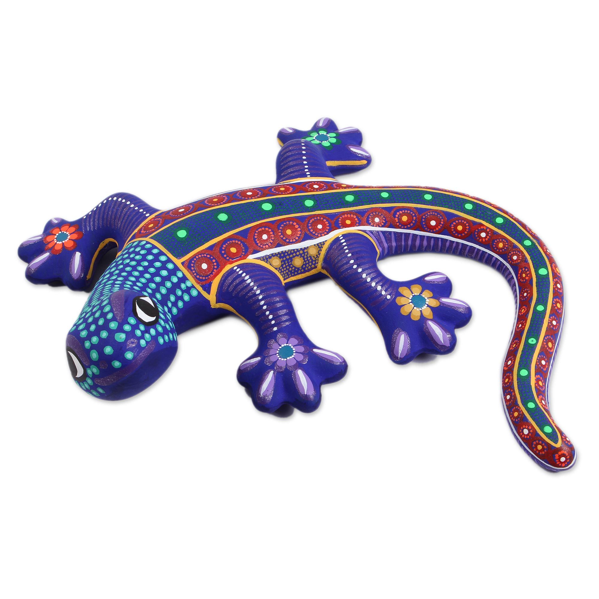 Hand-Painted Ceramic Lizard Wall Art from Mexico - Colorful Lizard | NOVICA