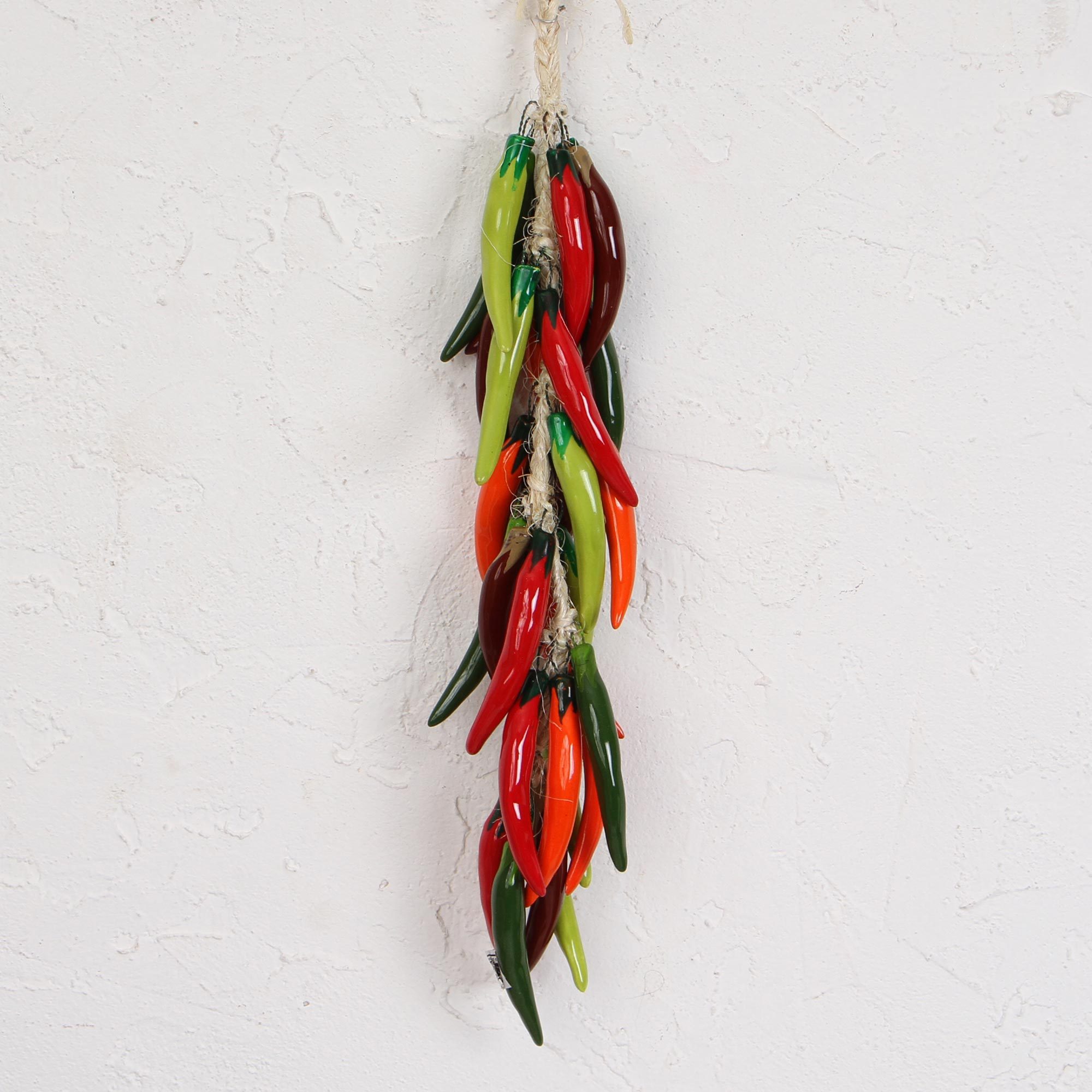 Ceramic Pepper Decorative Ristra from Mexico - Bird's Beak Chile Bunch ...