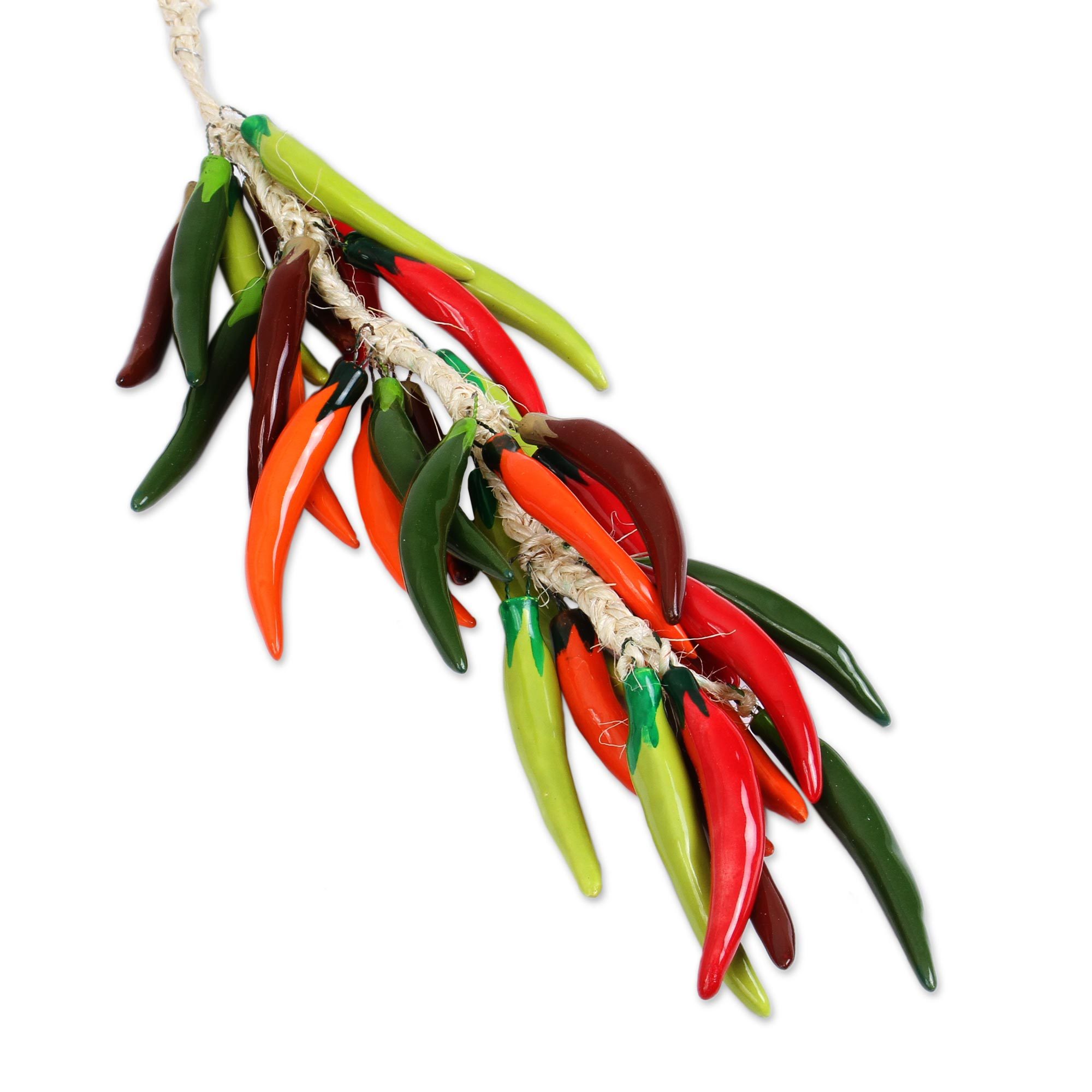 Ceramic Pepper Decorative Ristra from Mexico - Bird's Beak Chile Bunch ...