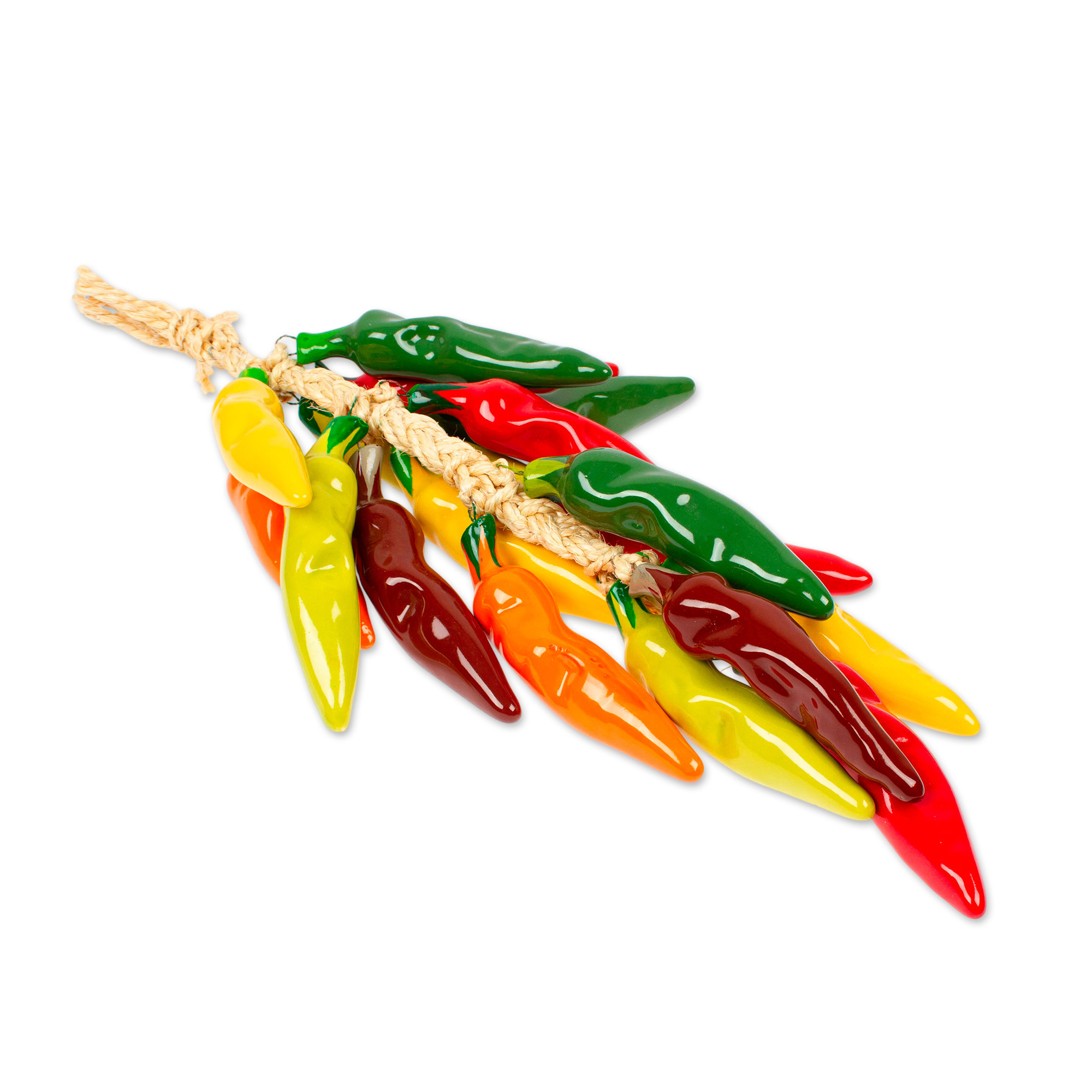 Ceramic Guero Chile Pepper Decorative Ristra from Mexico - Guero Bunch ...