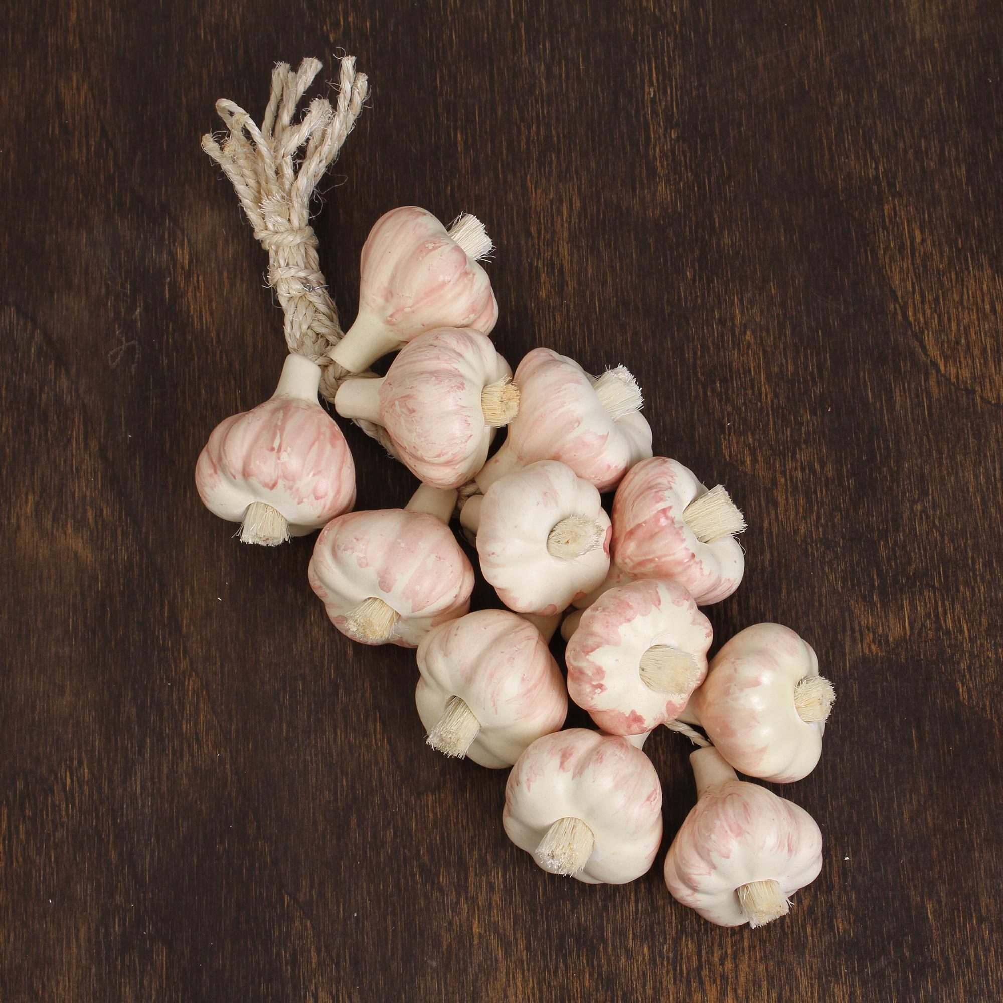 Ceramic Garlic Decorative Ristra Accent from Mexico - Garlic Bunch | NOVICA