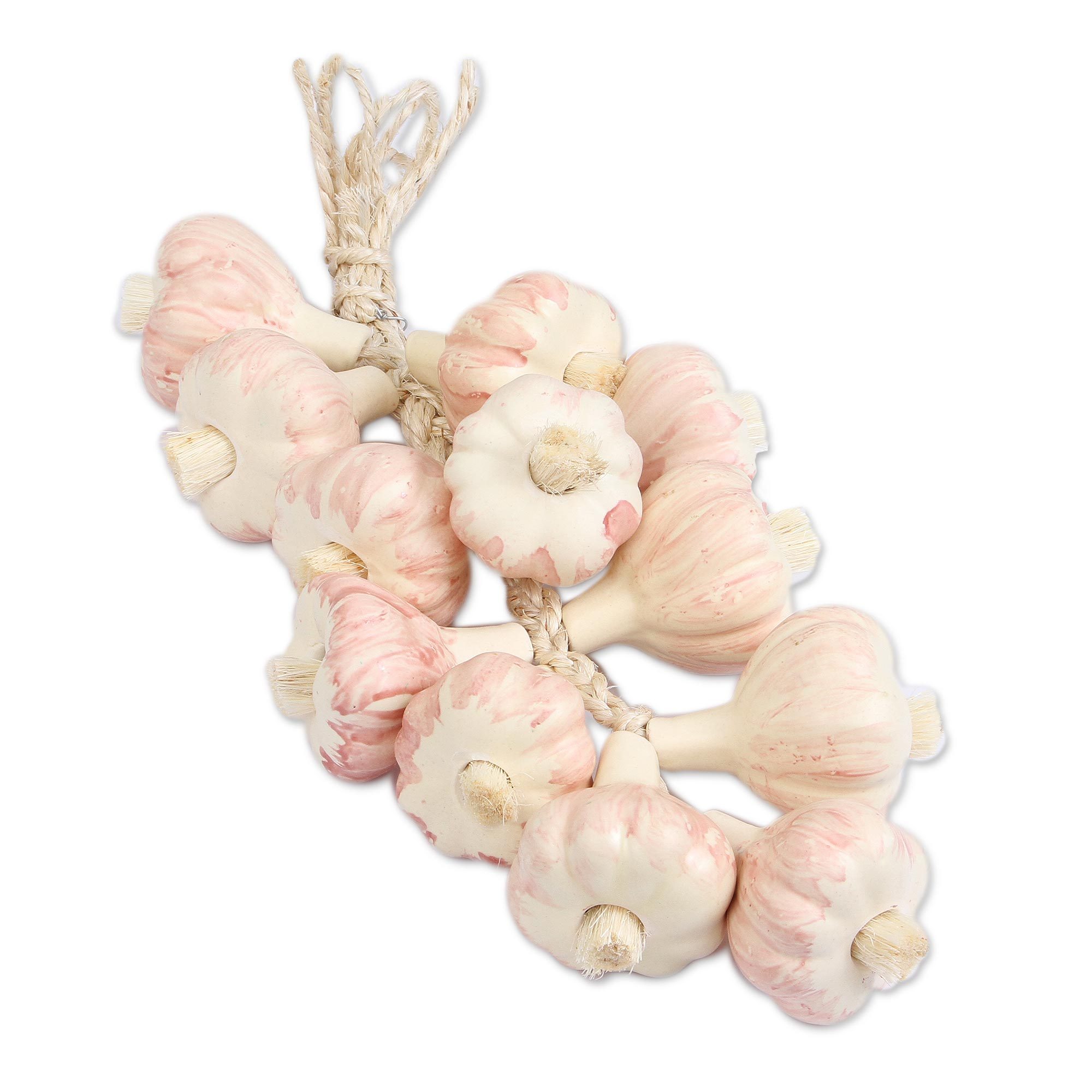 Ceramic Garlic Decorative Ristra Accent from Mexico - Garlic Bunch | NOVICA