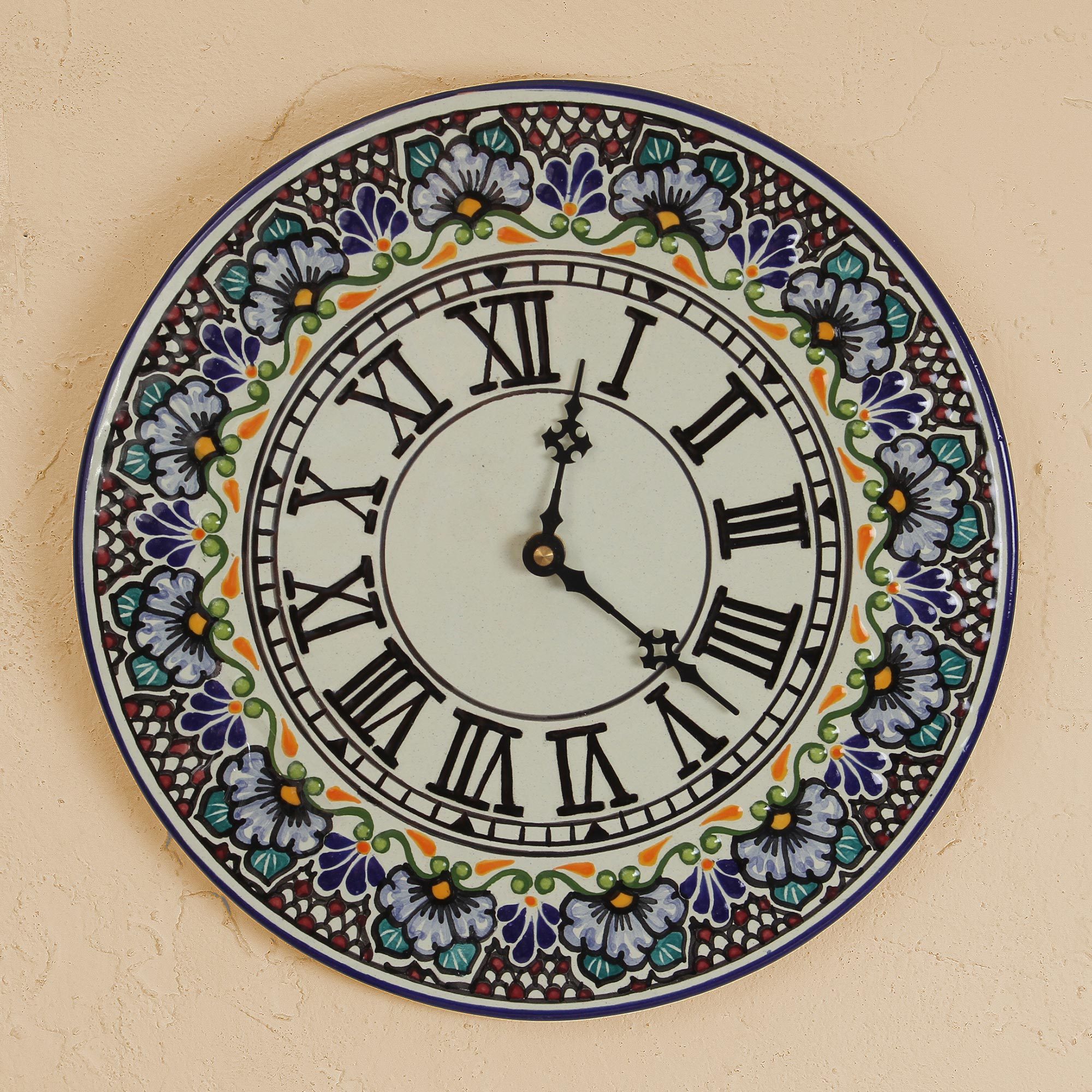 UNICEF Market | Hand-Painted Talavera Ceramic Clock from Mexico ...