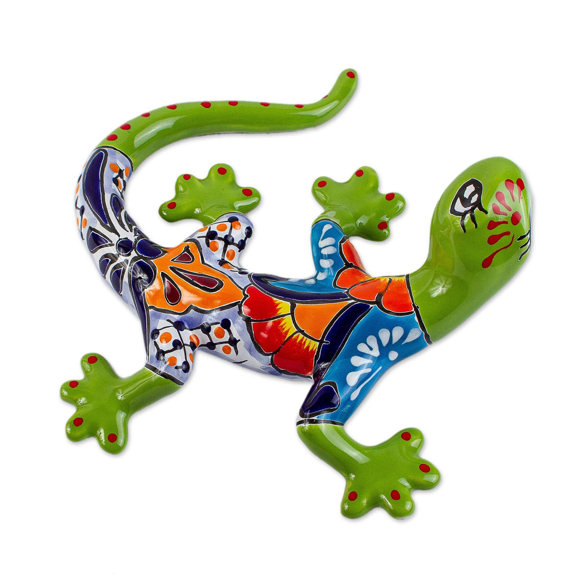 Hand-Painted Ceramic Salamander Wall Sculpture from Mexico - Vibrant ...