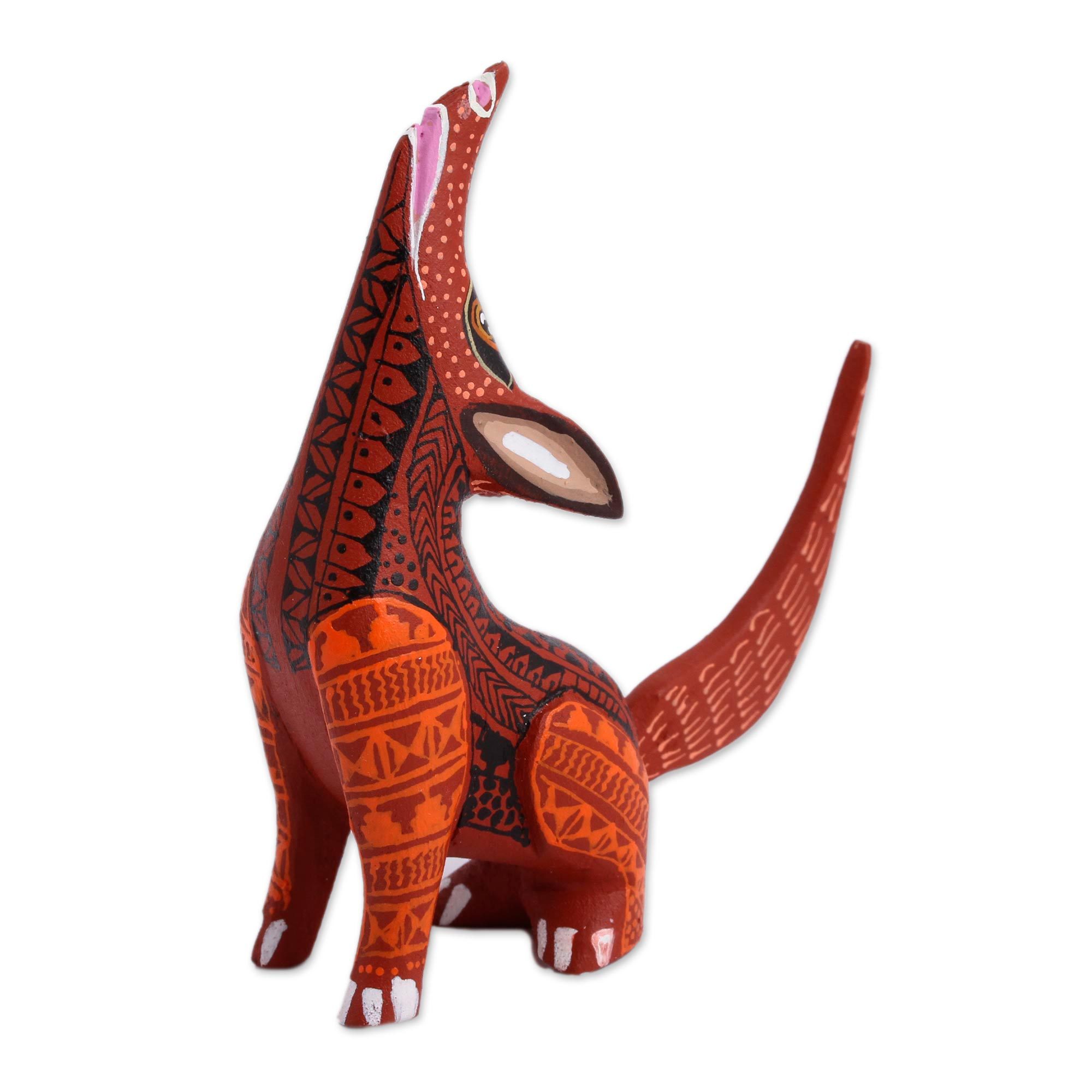 UNICEF Market | Wood Alebrije Coyote Figurine in Red and Orange from ...