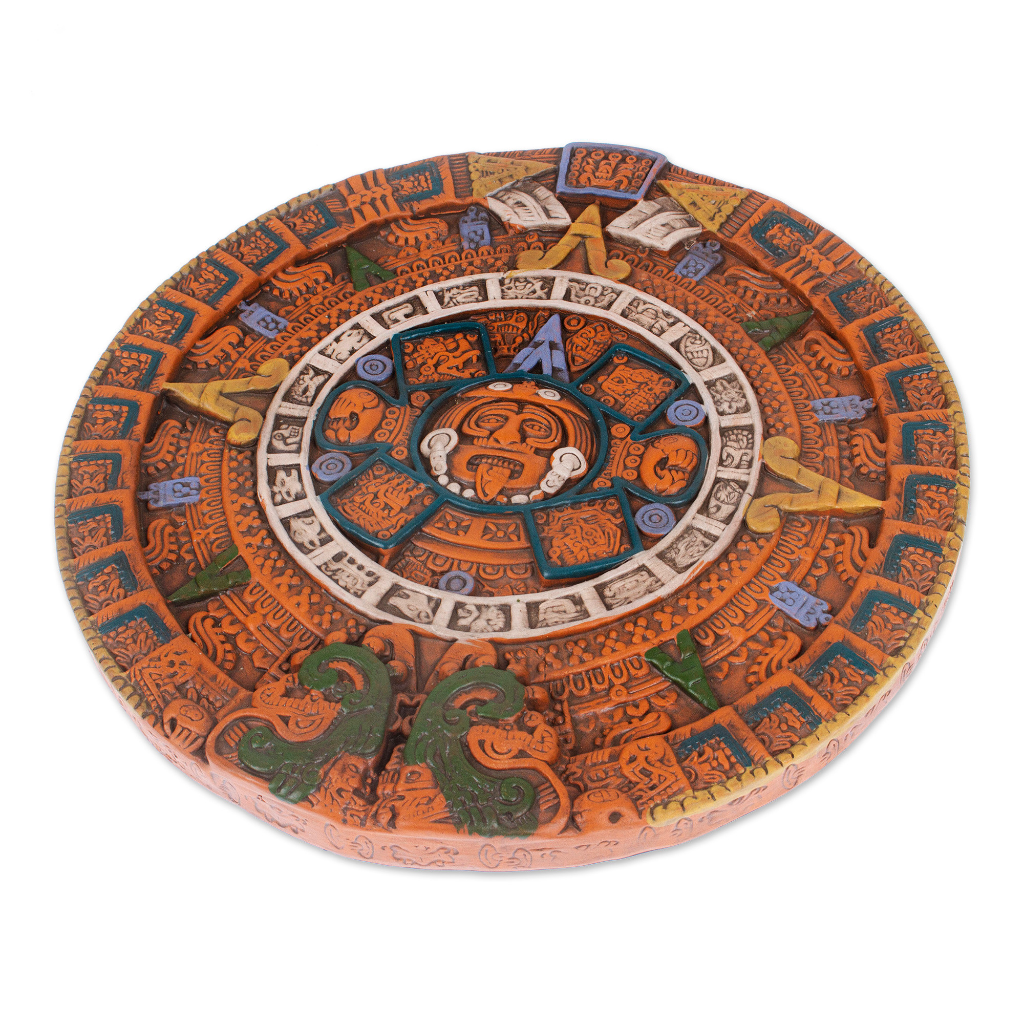 Aztec Fifth Sun Calendar Museum Replica Ceramic Wall Art - Fifth Sun in ...