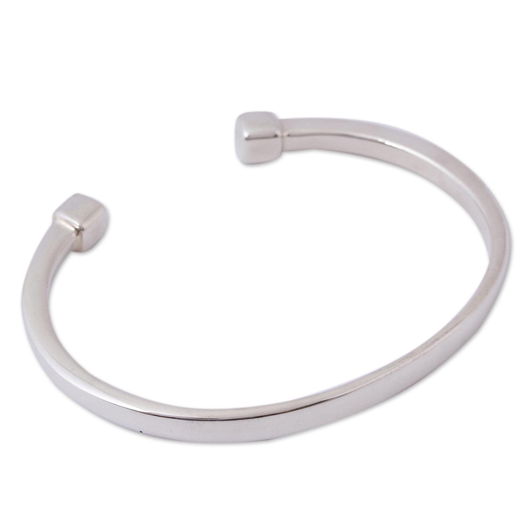 High-Polish Sterling Silver Cuff Bracelet from Mexico - Beginning and ...