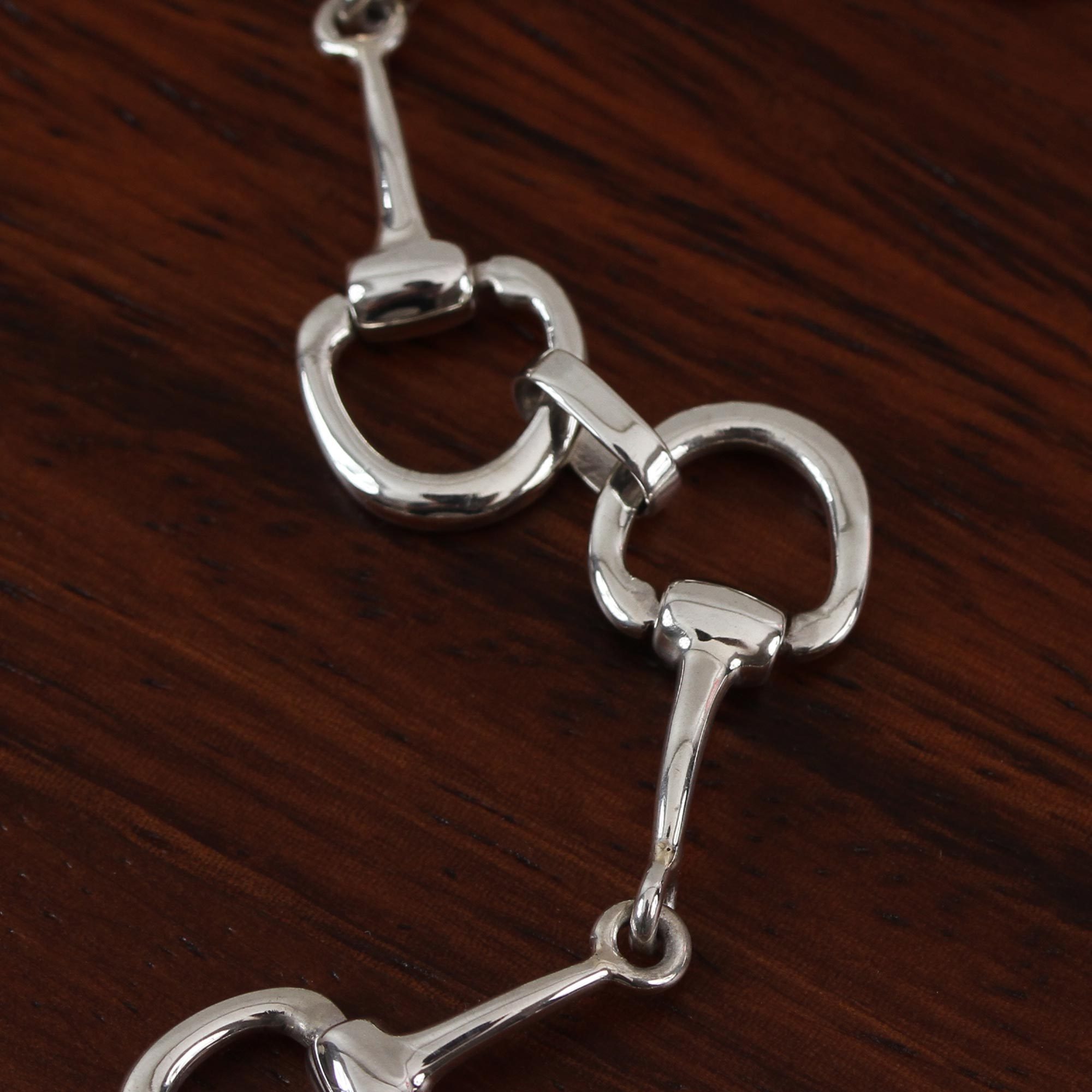 Sterling Silver Stirrup Link Necklace from Mexico - Gleaming Stirrups ...
