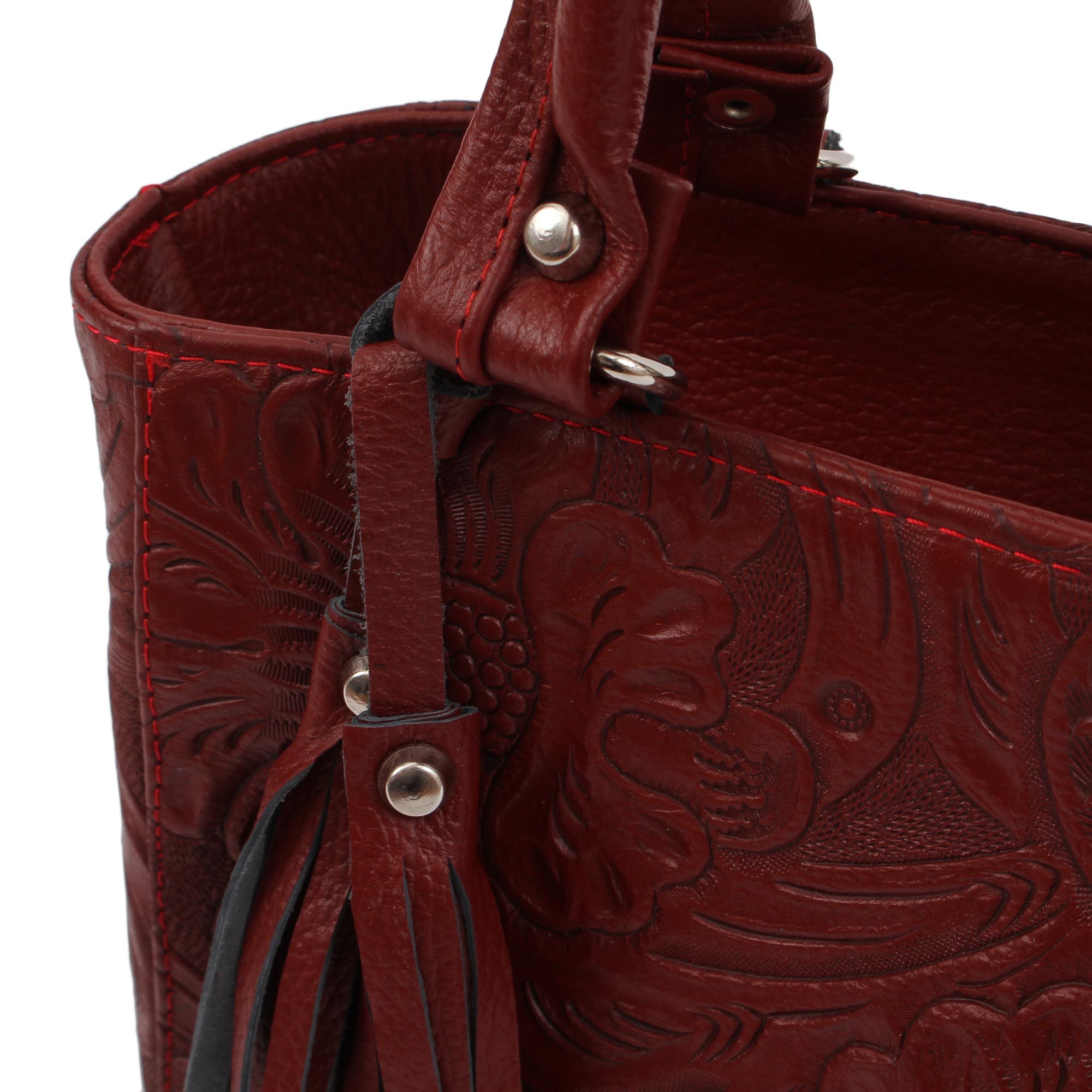UNICEF Market | Handcrafted Russet Floral Motif Embossed Leather ...