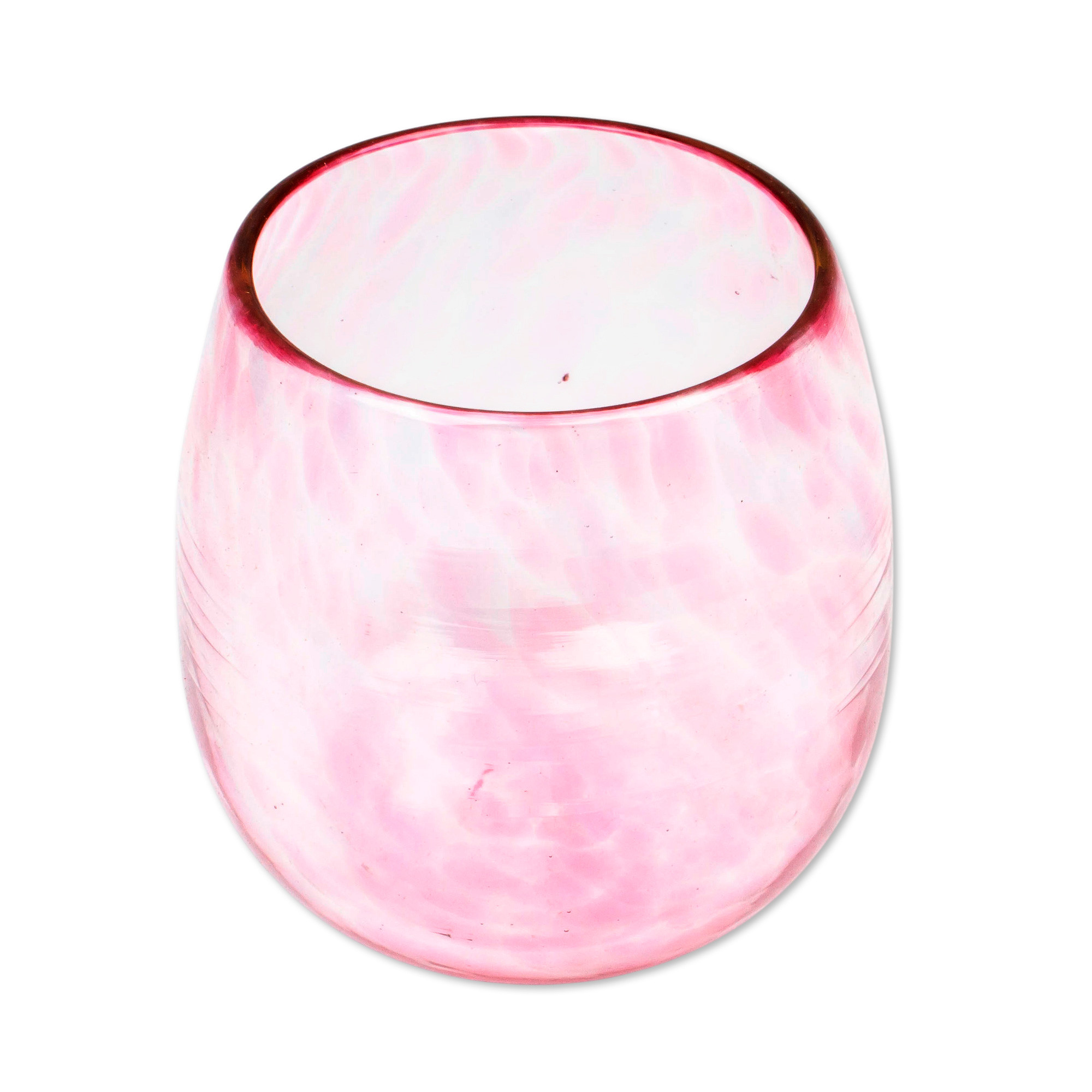 Six Pink Recycled Glass Stemless Wine Glasses from Mexico - Social ...