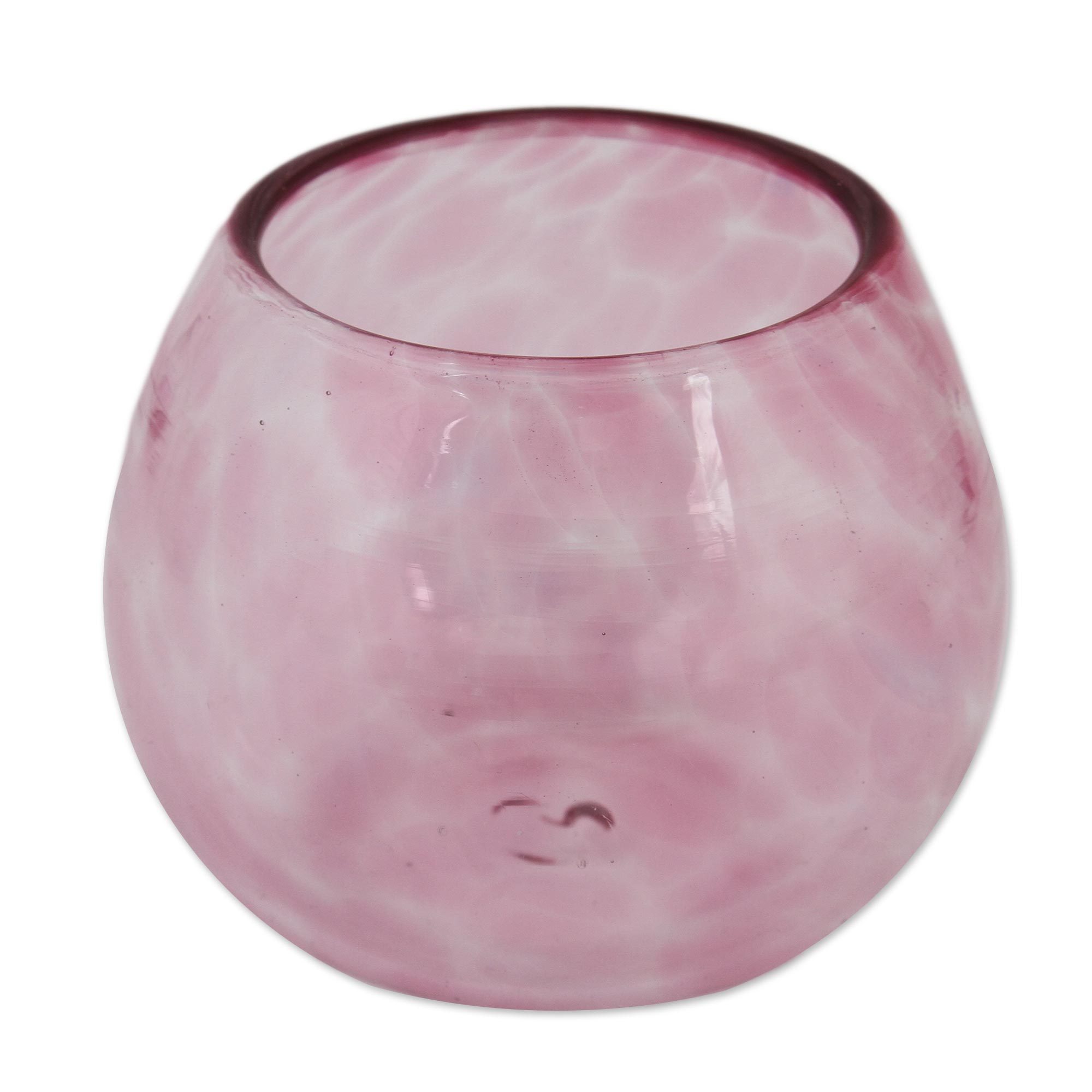 Six Pink Recycled Glass Stemless Wine Glasses from Mexico - Social ...
