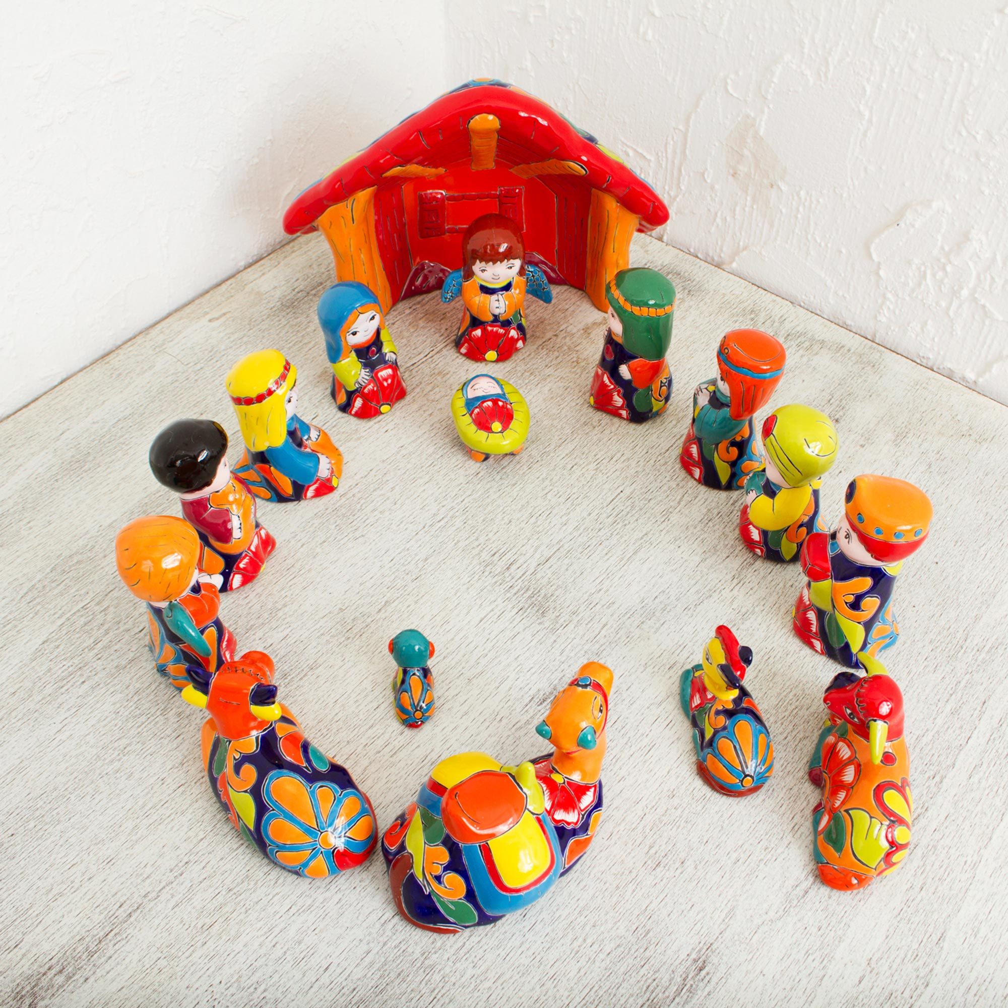 UNICEF Market | Talavera Ceramic Nativity Scene from Mexico (16 Piece ...