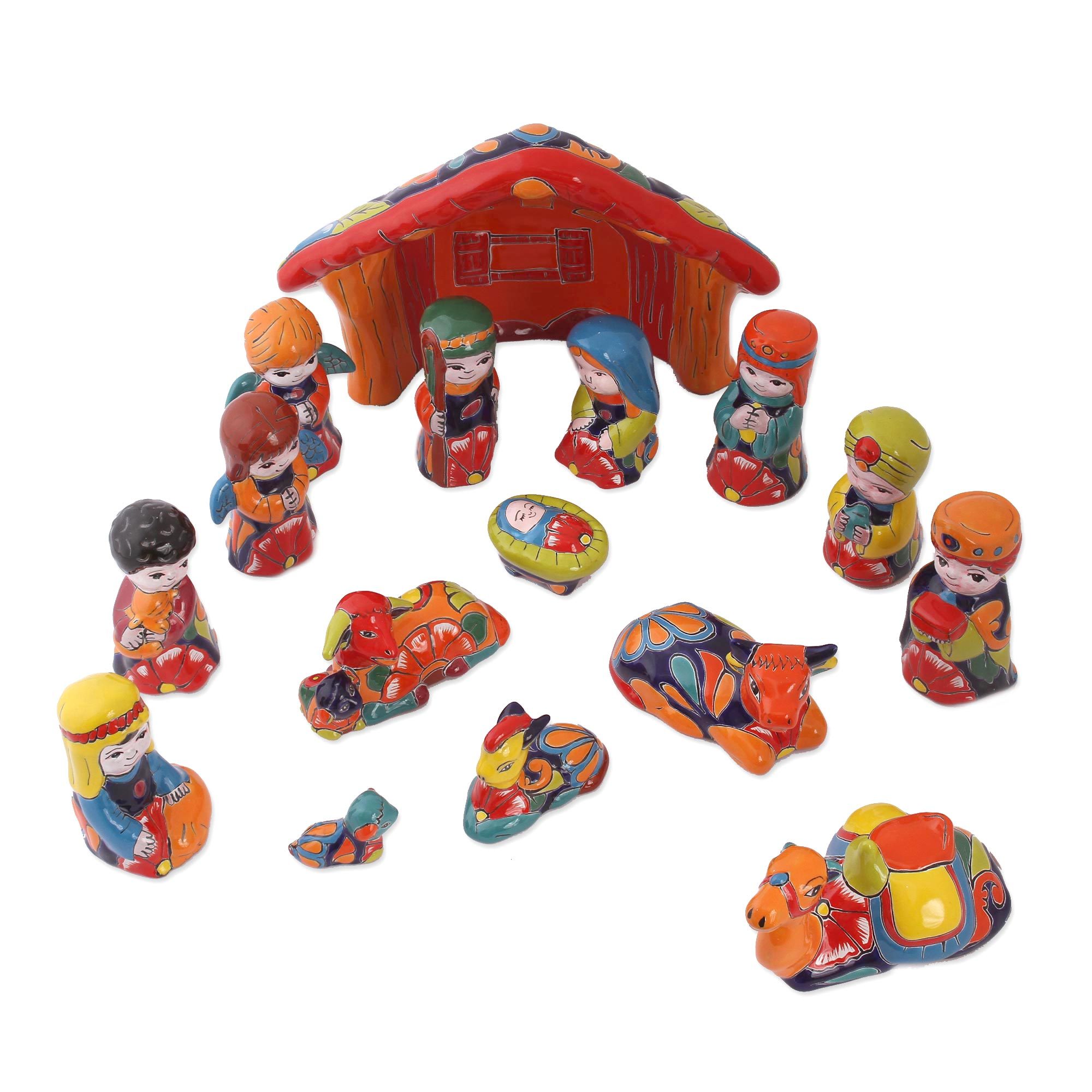 UNICEF Market | Talavera Ceramic Nativity Scene from Mexico (16 Piece ...