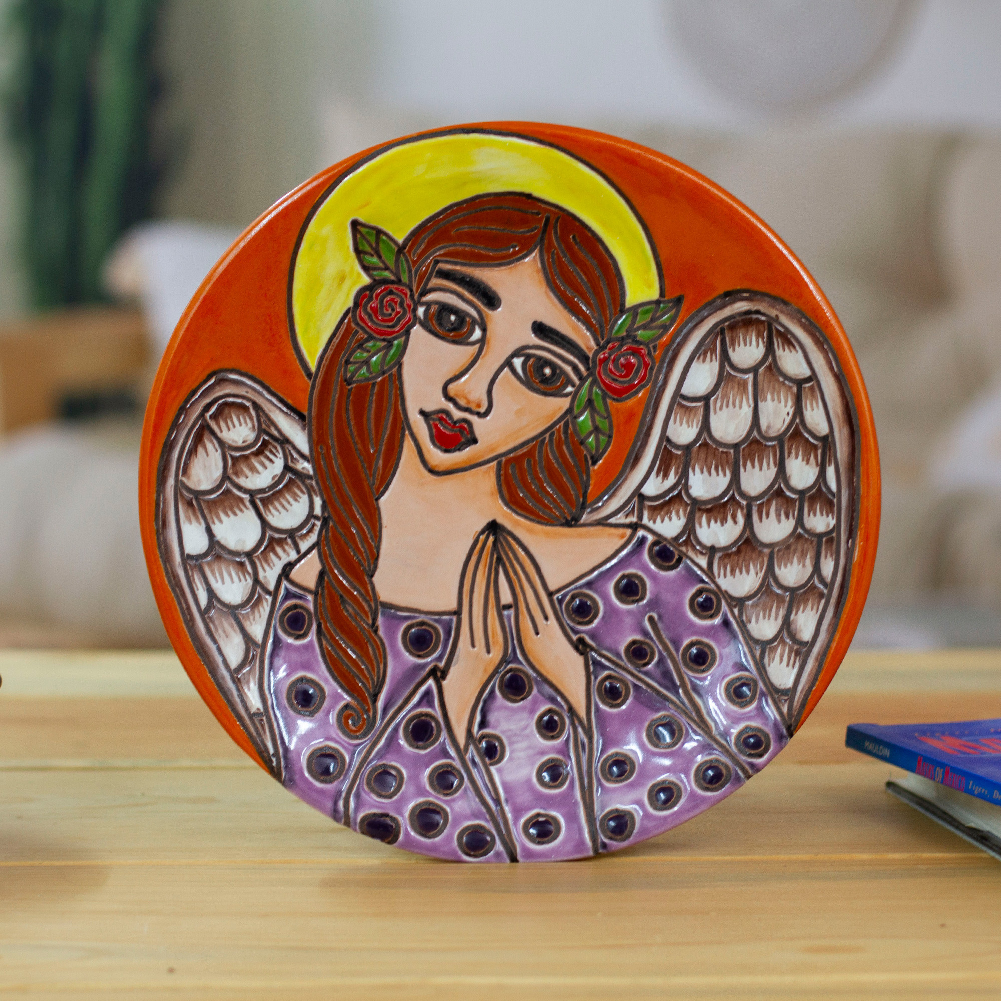 Handcrafted Angel with Roses Ceramic Decorative Plate - Angel with ...