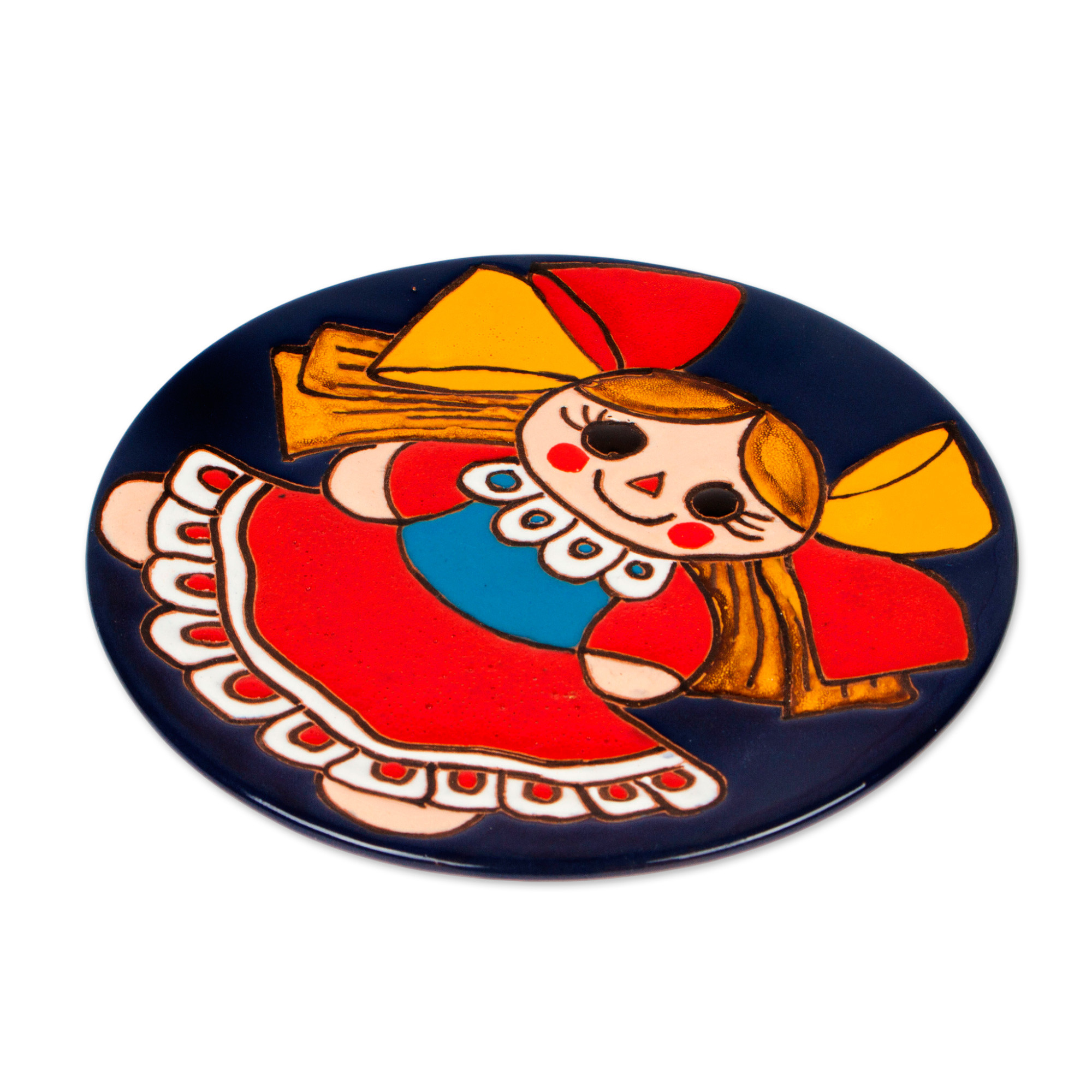 Ceramic Wall Art of a Maria Doll in a Red Dress from Mexico ...