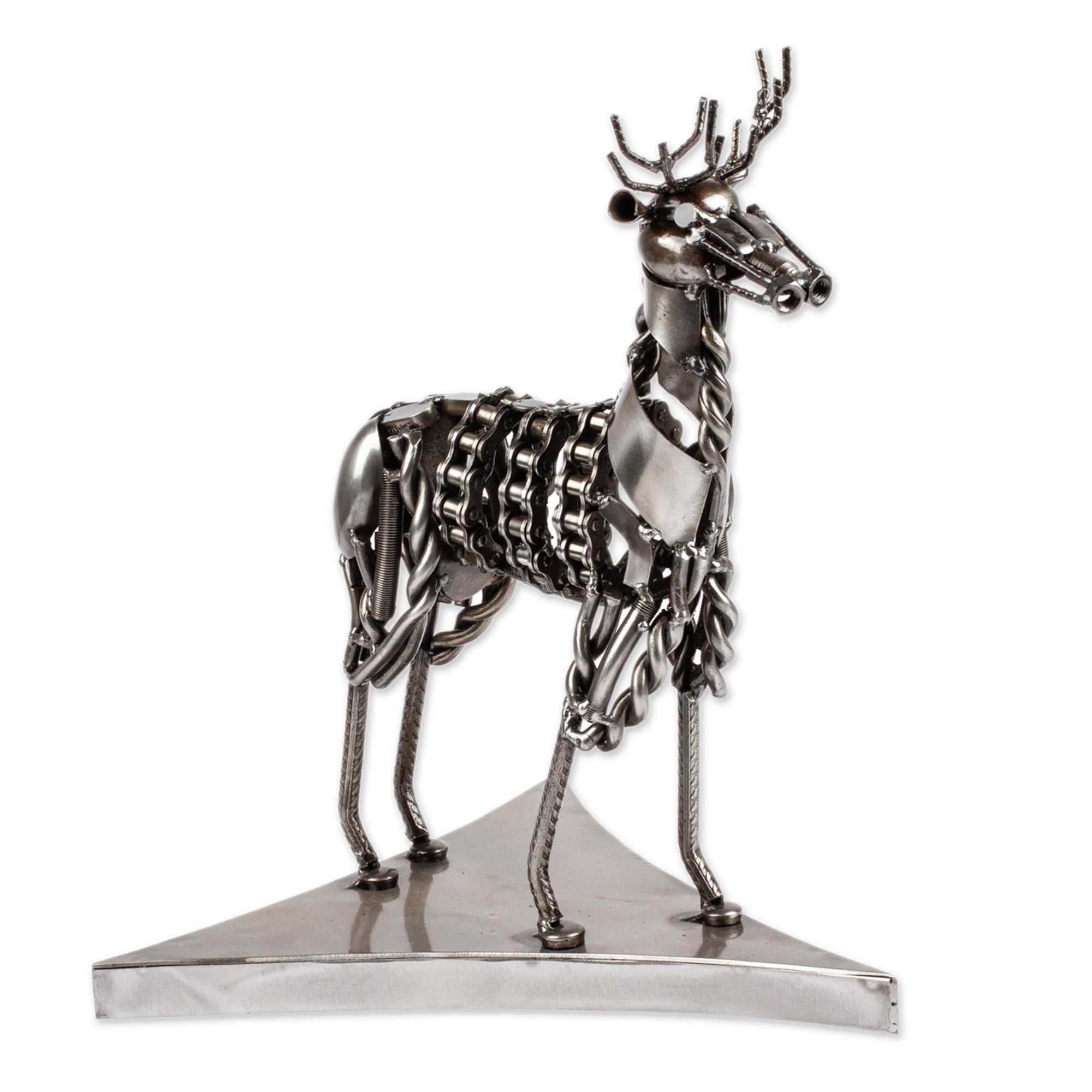 Recycled Metal Auto Part Deer Sculpture from Mexico - Mechanical Deer ...