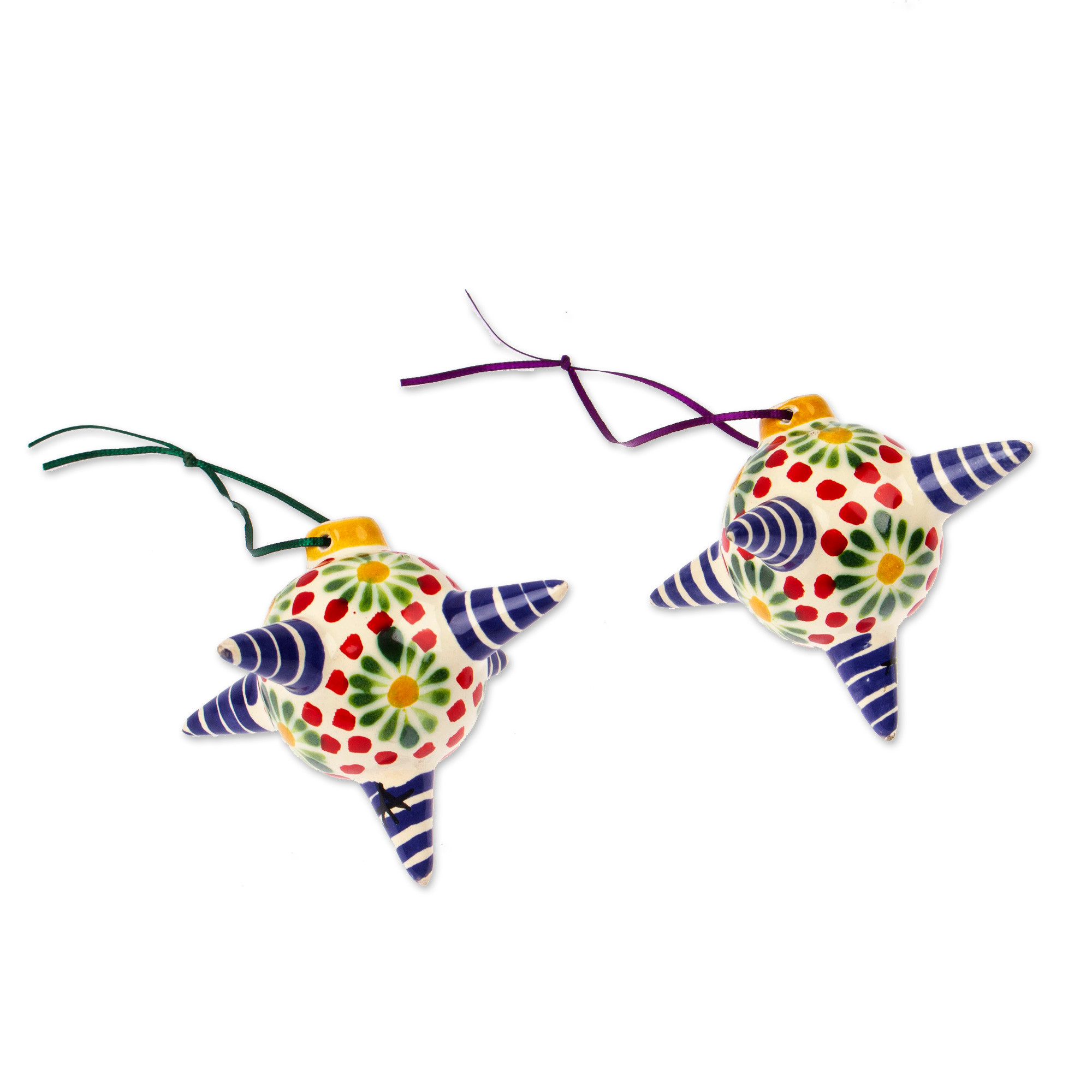 UNICEF Market | Ceramic Piñata Ornaments with Striped Points (Pair ...