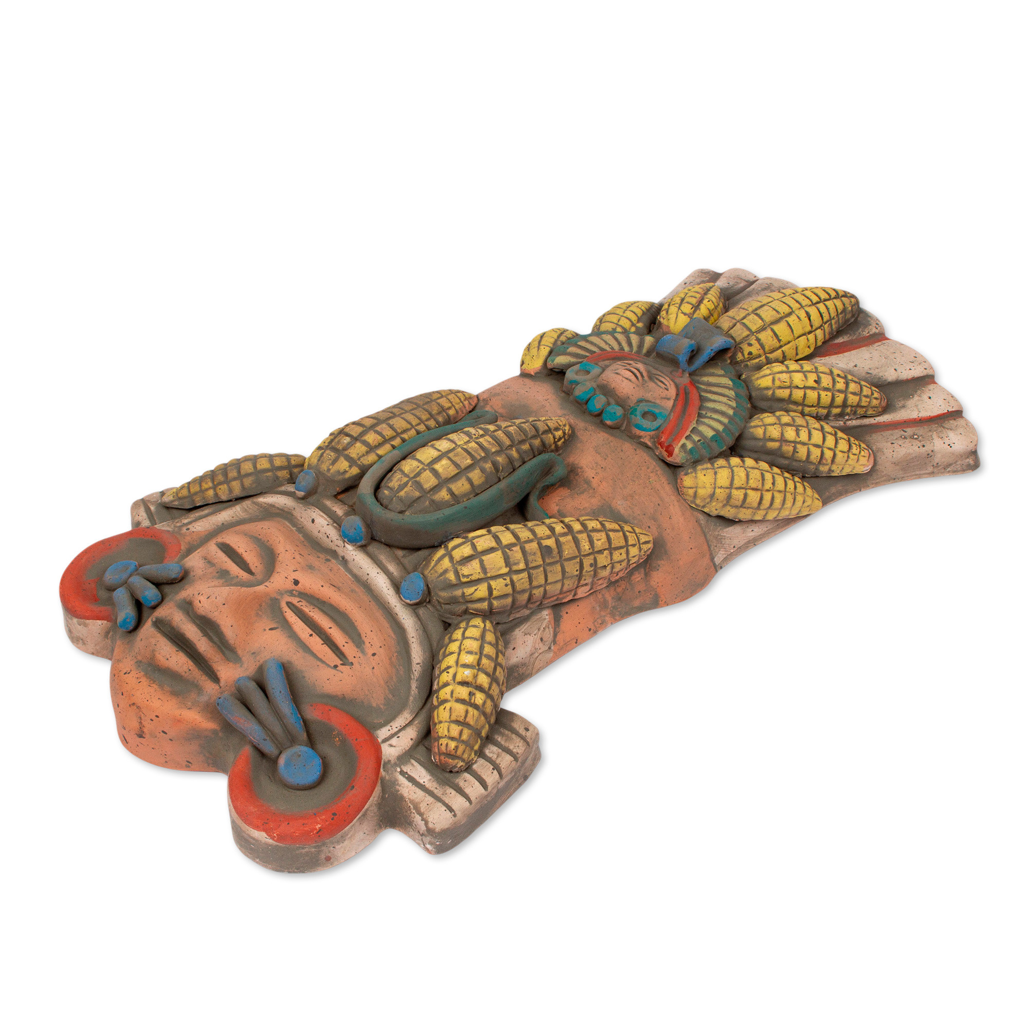Handcrafted Ceramic Corn Guardian Mask Wall Art from Mexico - Maize ...