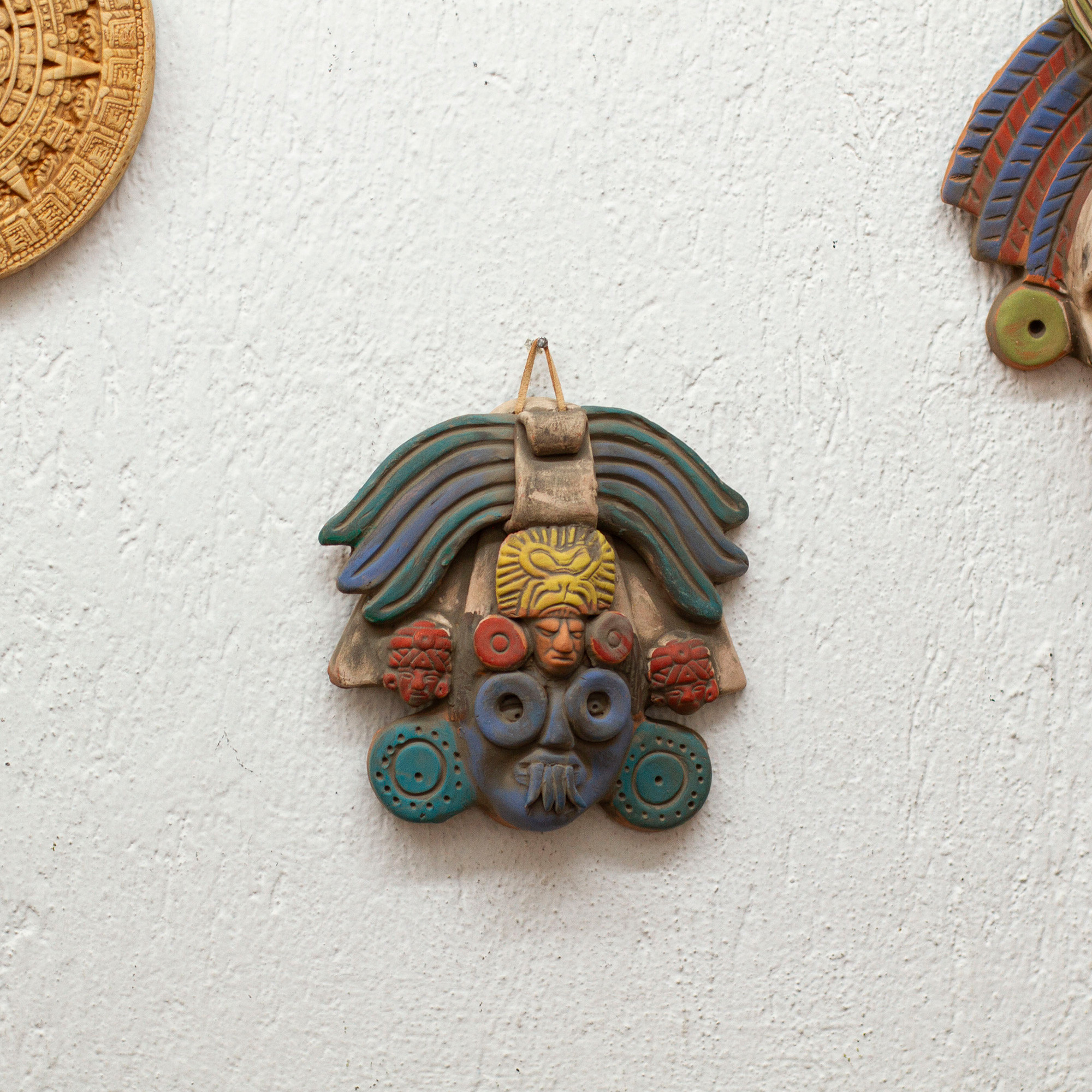 Ah Puch Ceramic Wall Mask Crafted in Mexico - Colorful Ah Puch | NOVICA