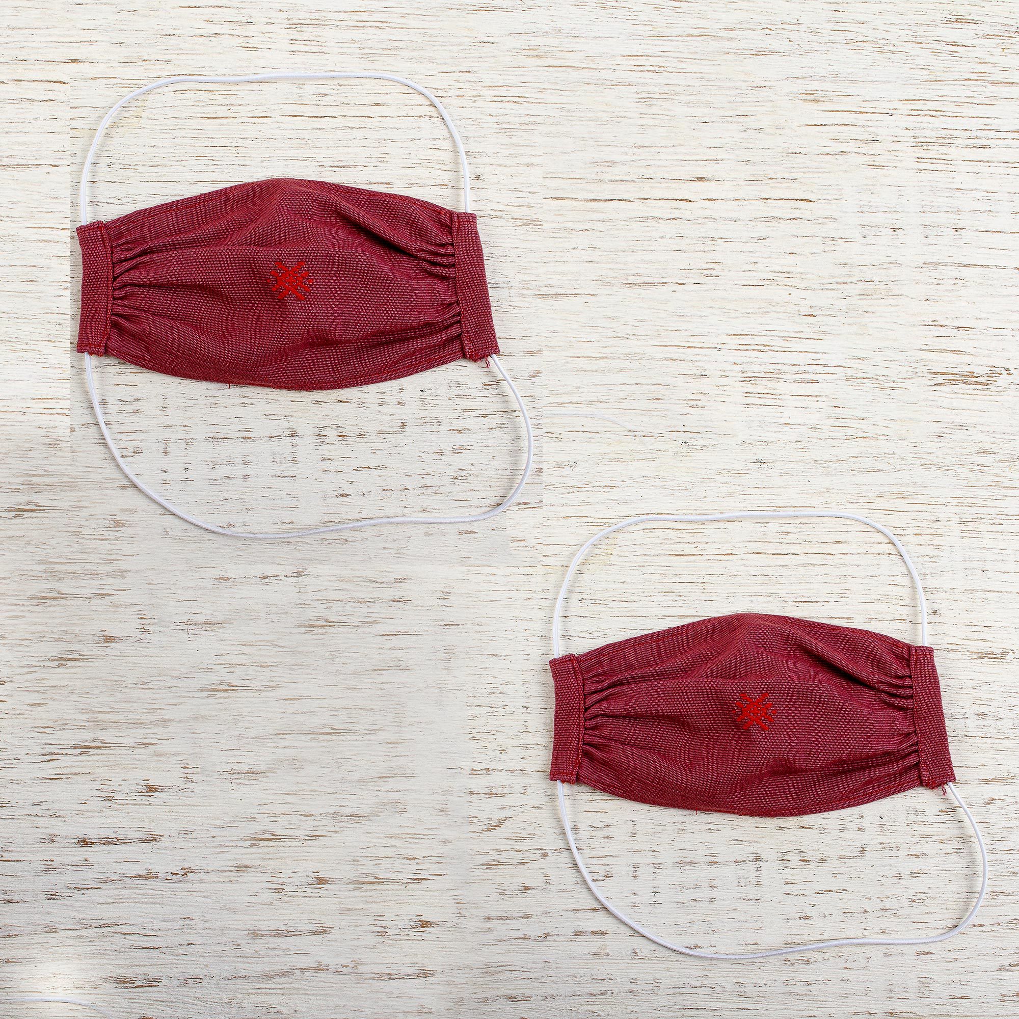UNICEF Market | 2 Handwoven Embroidered Burgundy Cotton Face Masks ...
