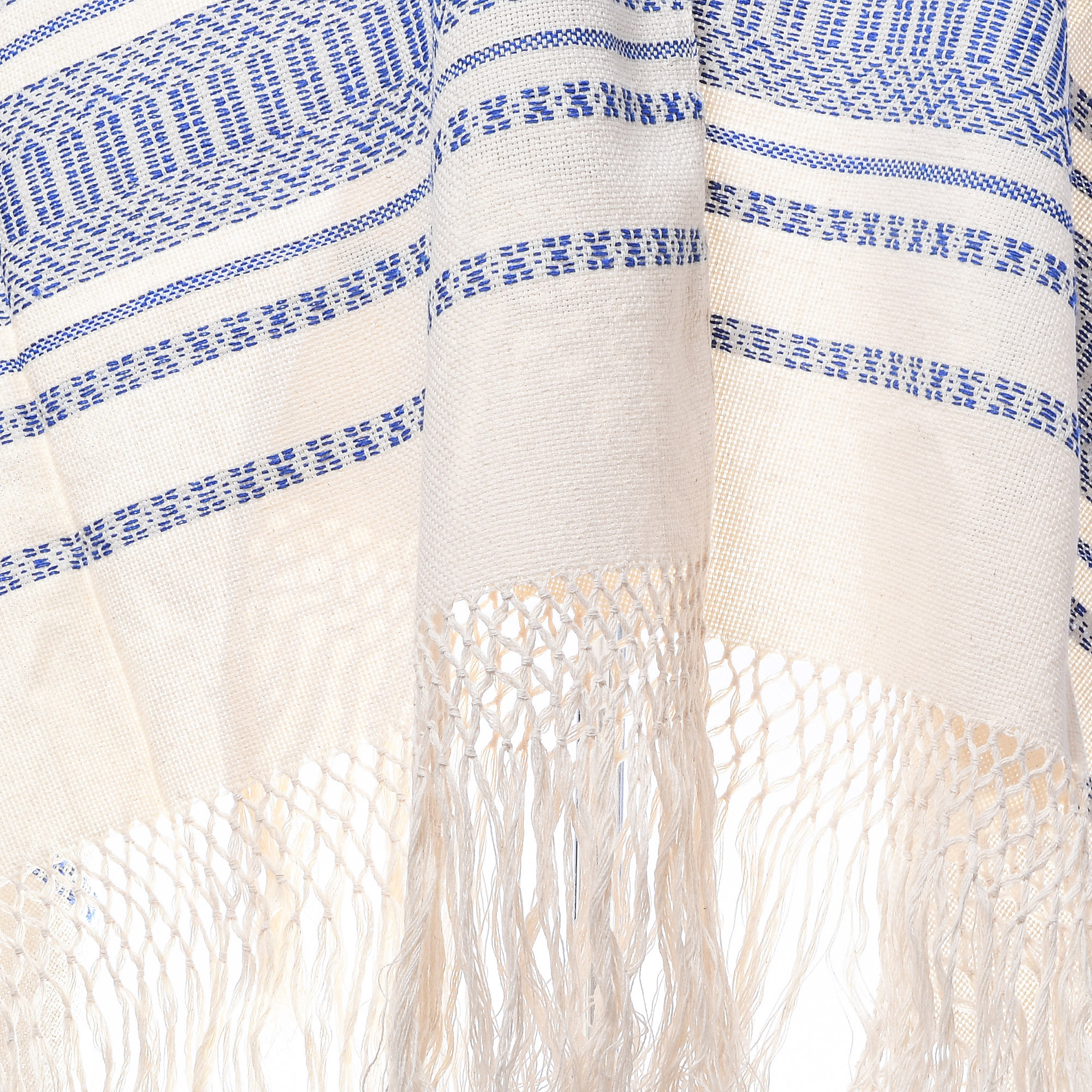 UNICEF Market | Hand Woven All Cotton Rebozo in Blue and Off-White ...