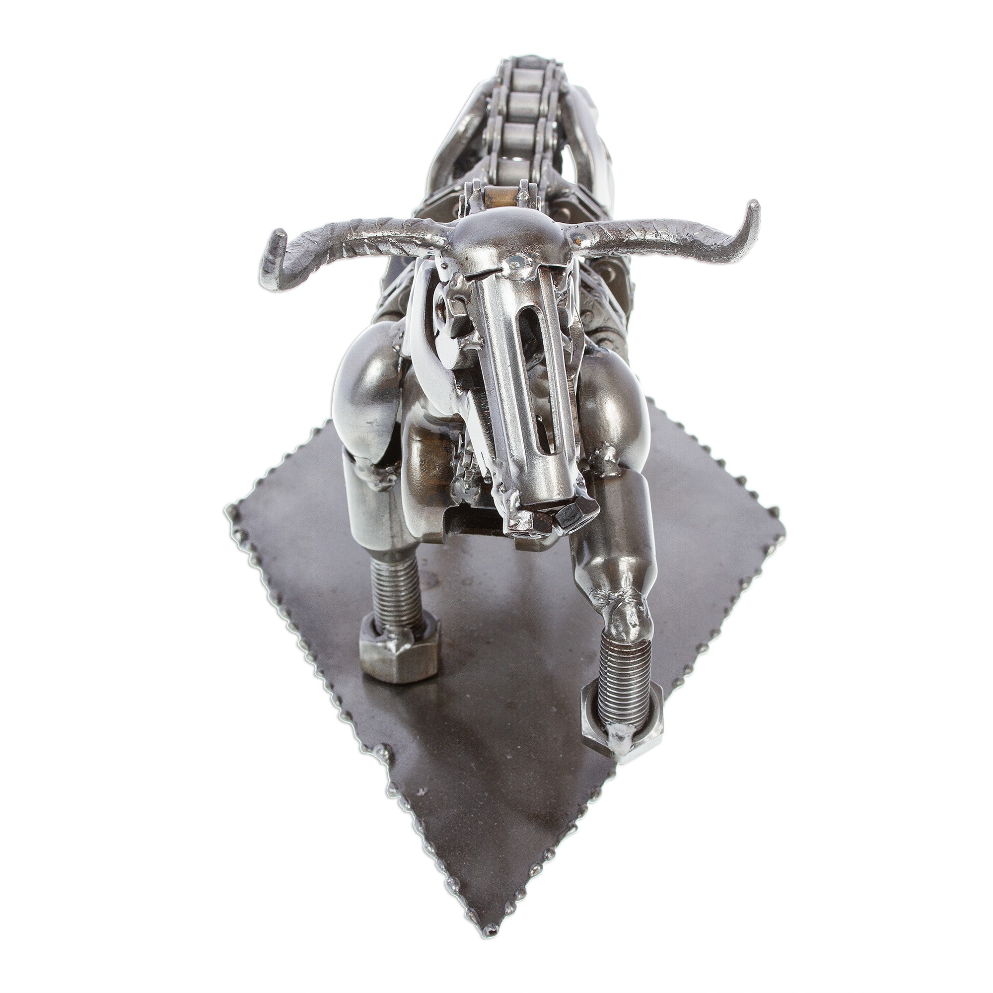 Rustic Recycled Metal Bull Sculpture - Rustic Bull | NOVICA