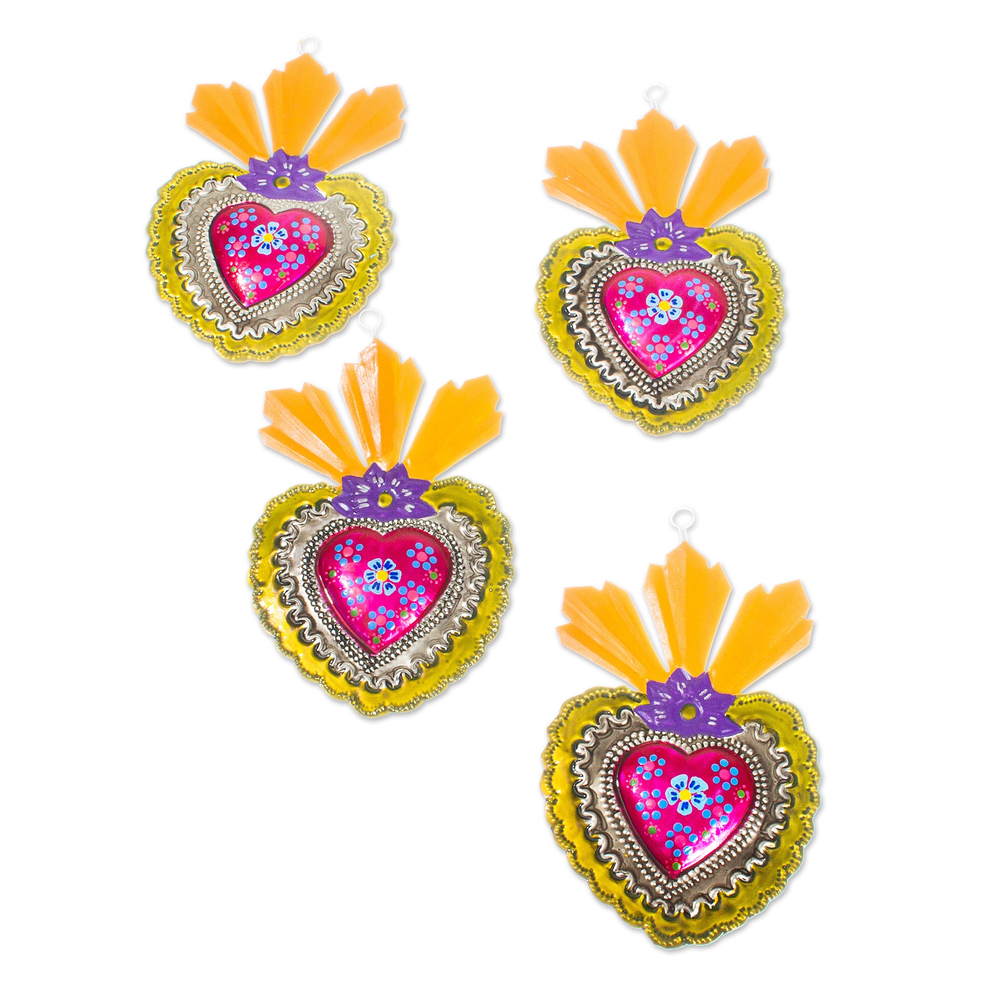 UNICEF Market | Handcrafted Metal Sacred Heart Ornaments (Set of 4 ...