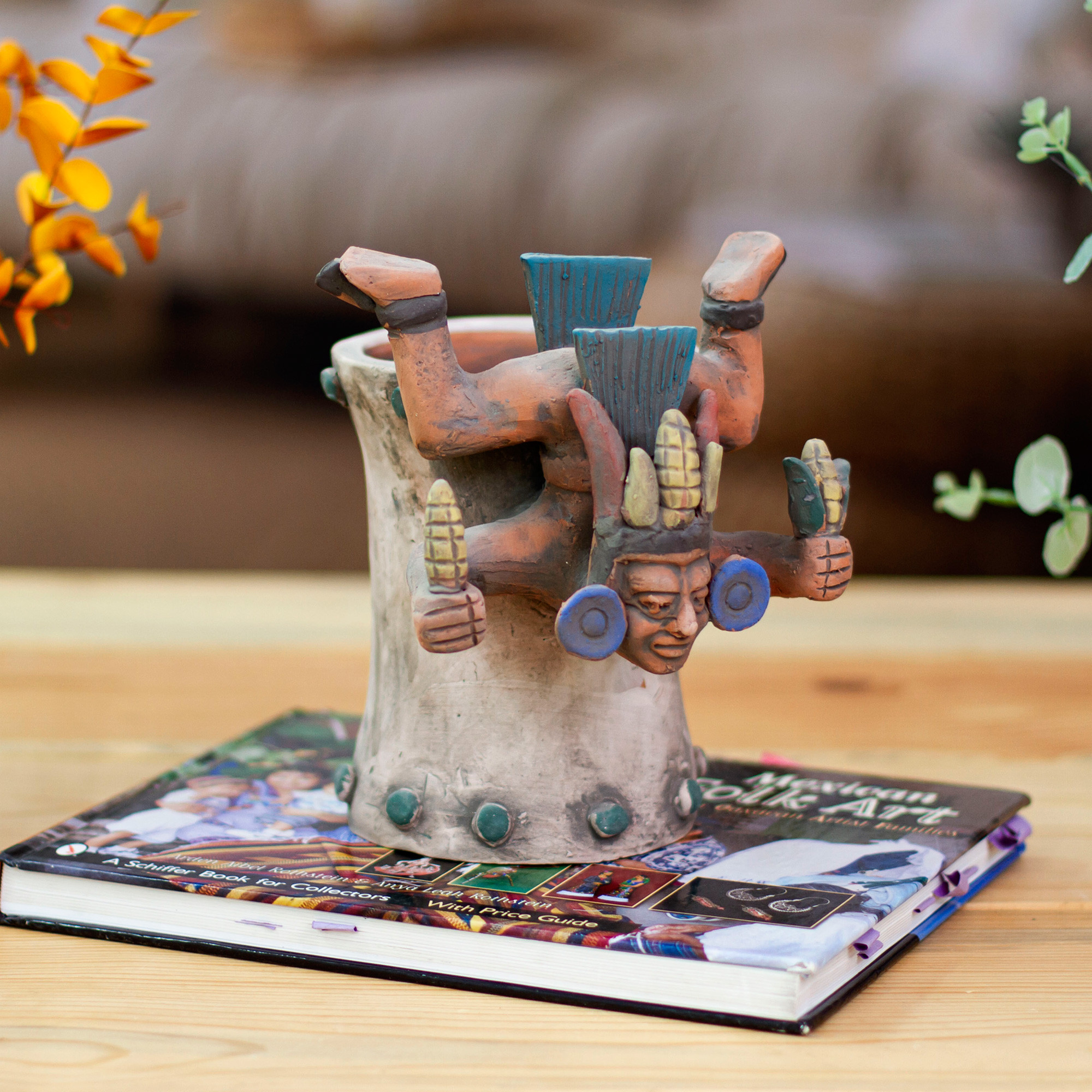 UNICEF Market | Signed Ceramic Aztec God with Maize Replica Vessel ...