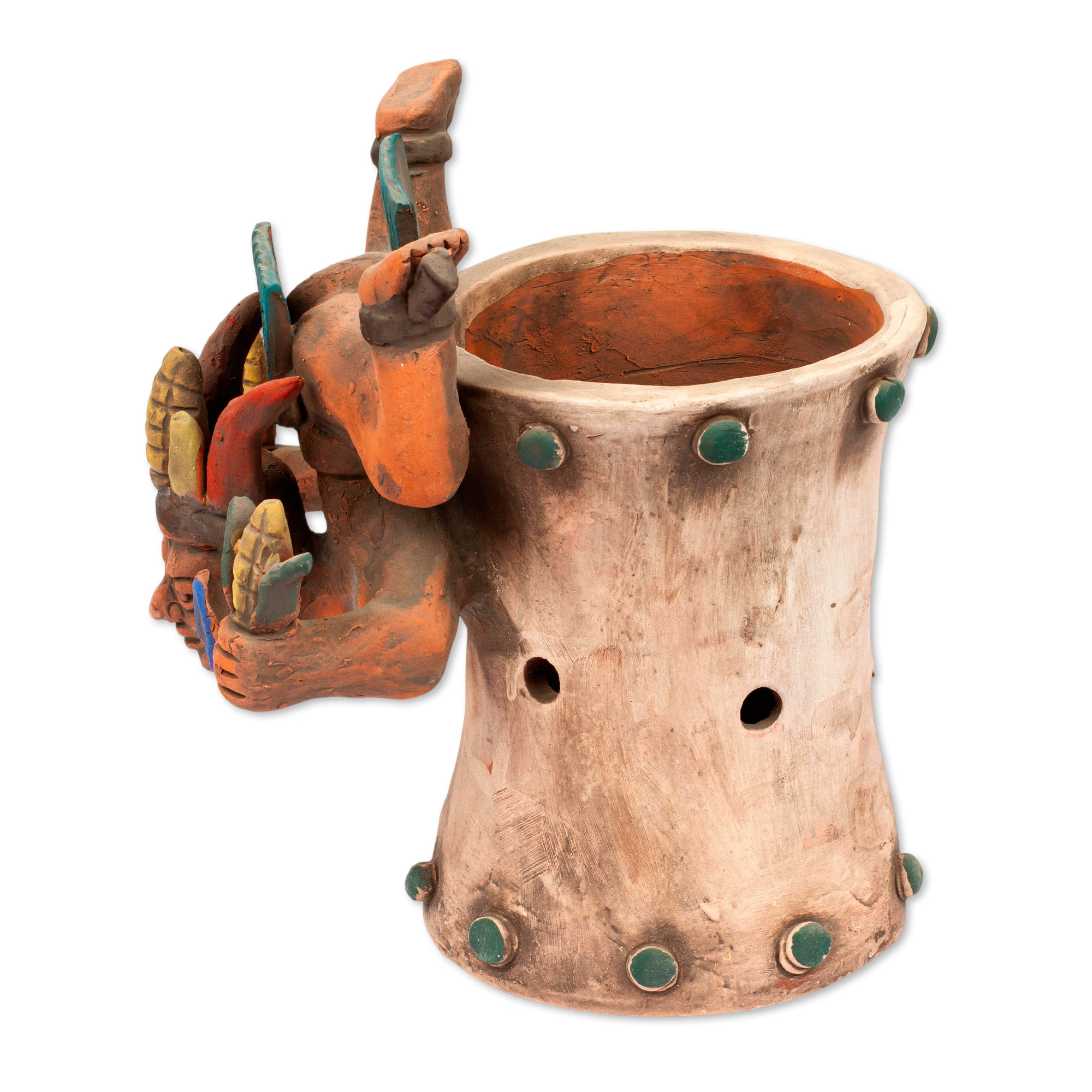 UNICEF Market | Signed Ceramic Aztec God with Maize Replica Vessel ...